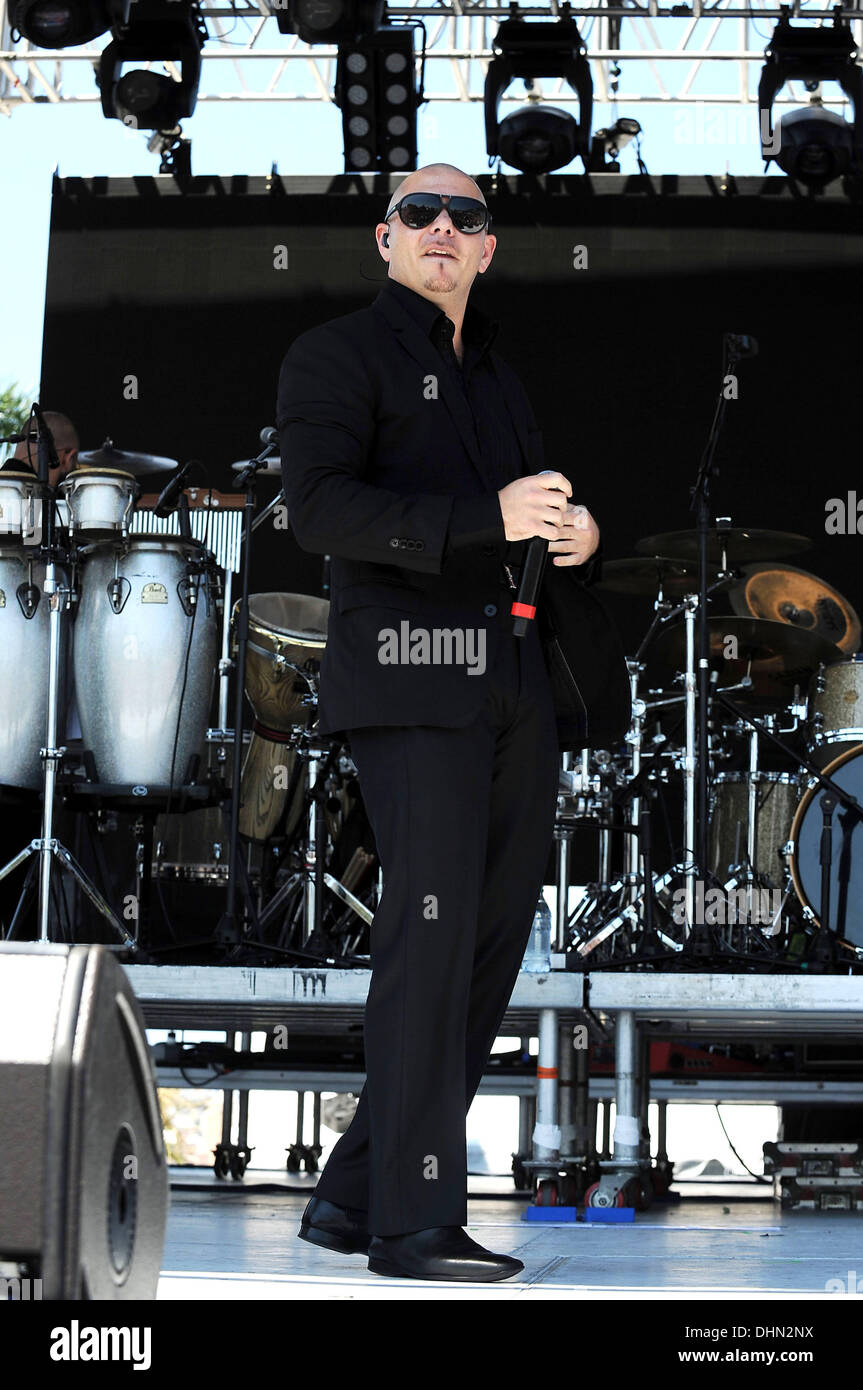 Pitbull aka "Mr 305" performs during Sunfest West Palm Beach, Florida ...