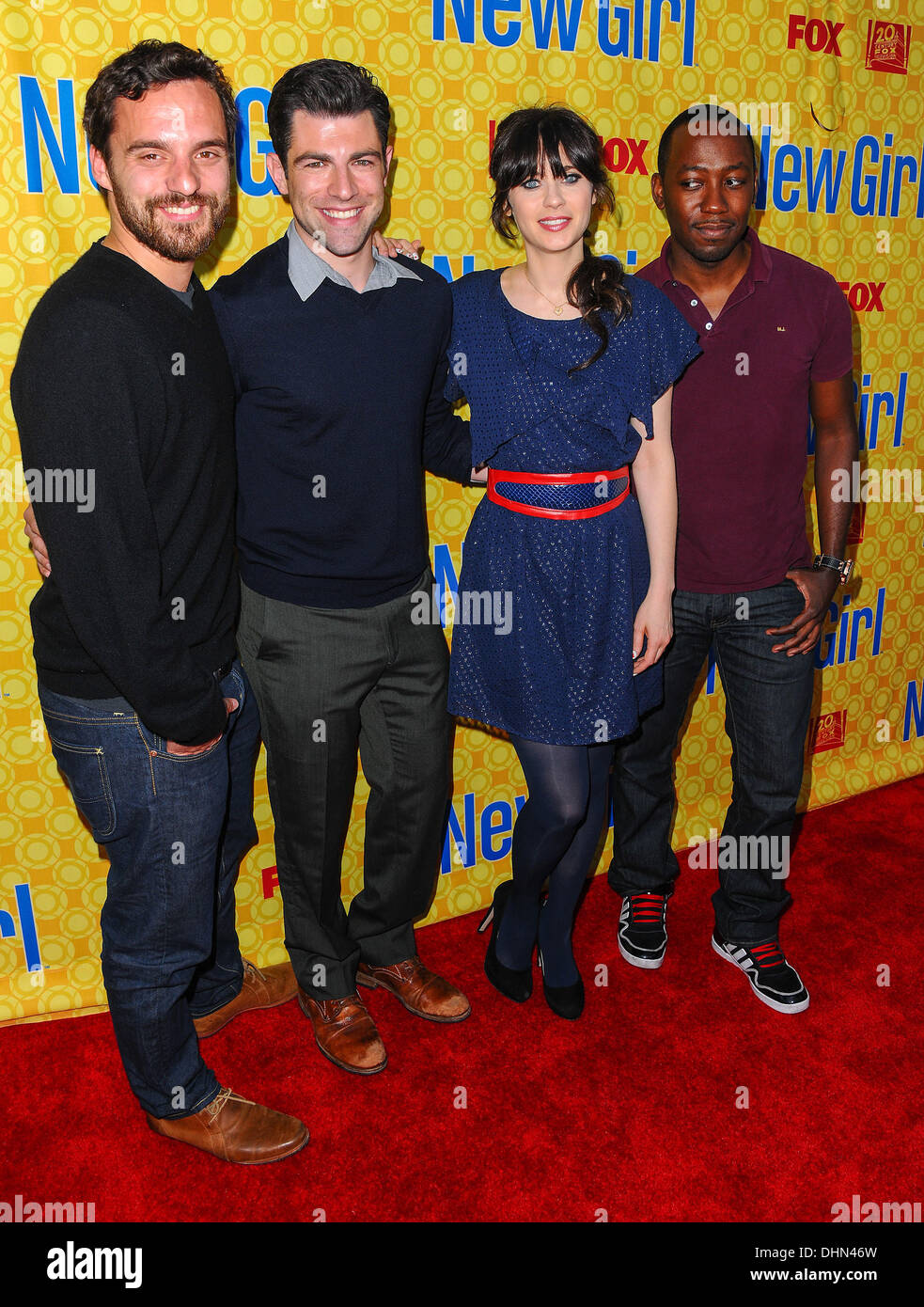 Jake Johnson, Max Greenfield, Zooey Deschanel, and Lamorne Morris, at ...