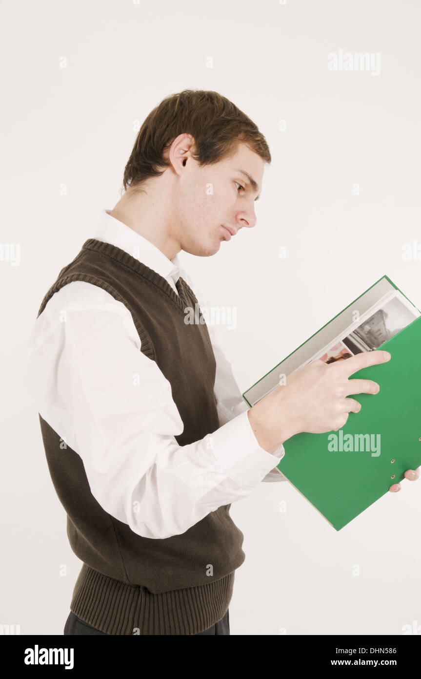 reading in the folder Stock Photo - Alamy