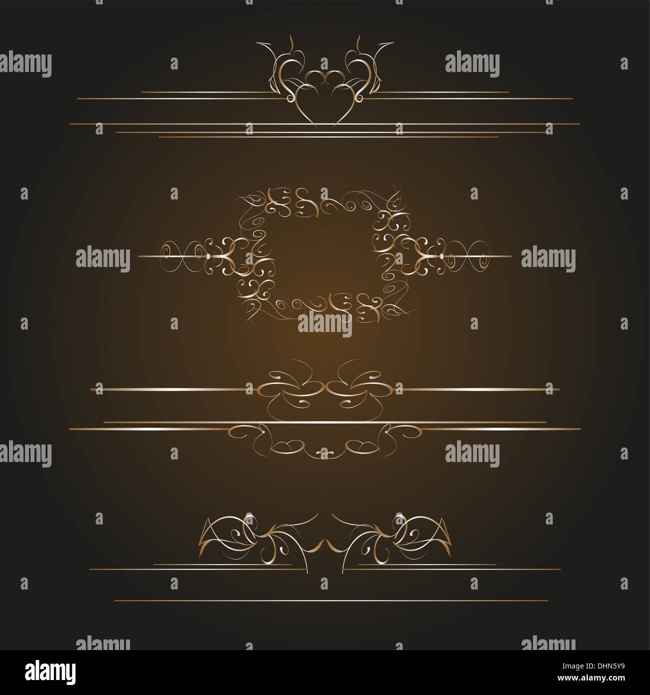 Calligraphic old elements vintage decor Stock Photo - Alamy