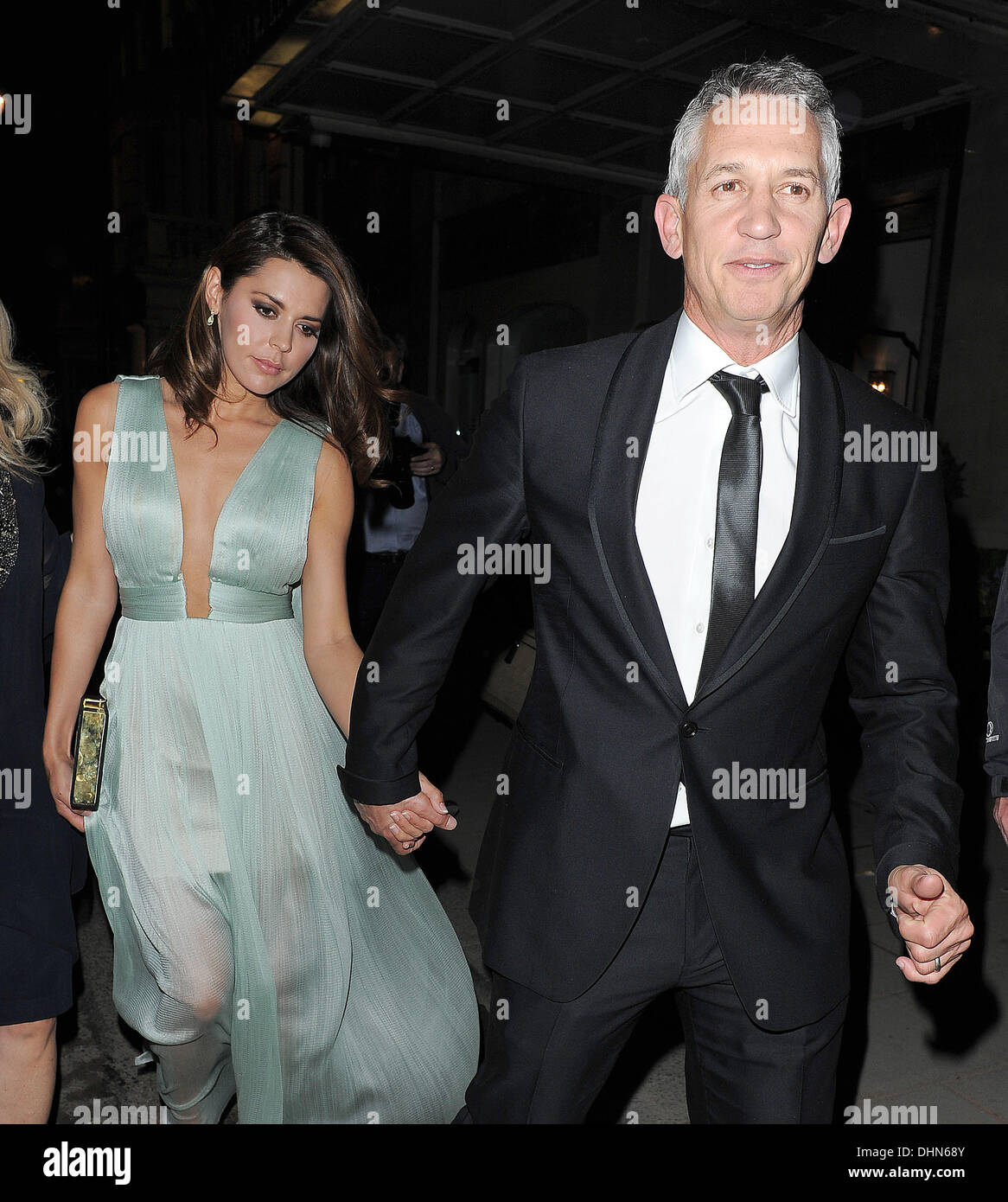 Gary Lineker and wife Danielle Lineker leaving Claridge's hotel. London ...