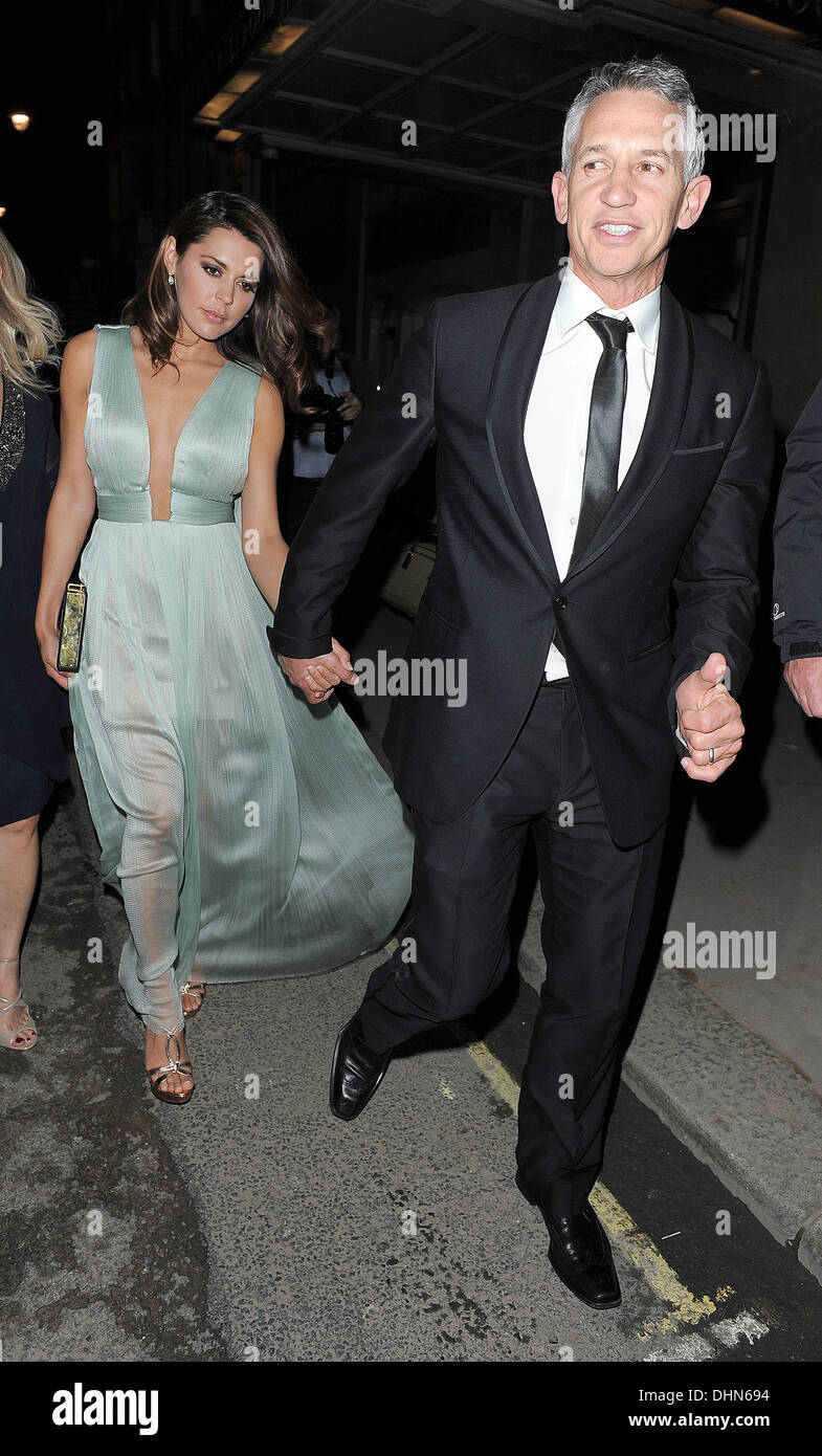 Gary Lineker and wife Danielle Lineker leaving Claridge's hotel. London ...