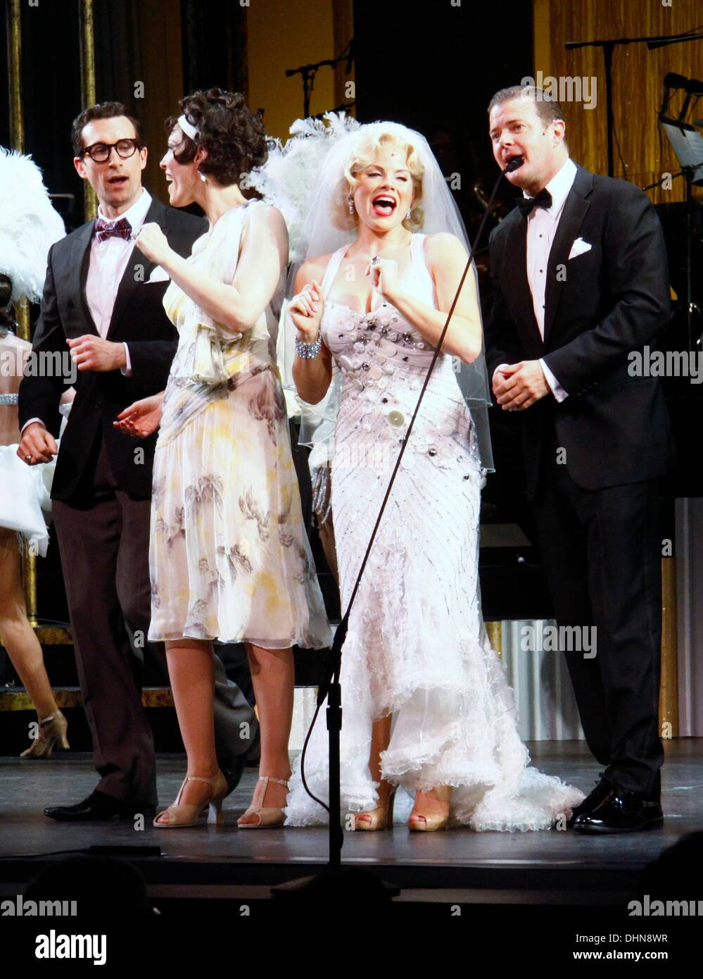 Aaron Lazar, Rachel York, Megan Hilty and Clarke Thorell Curtain call ...