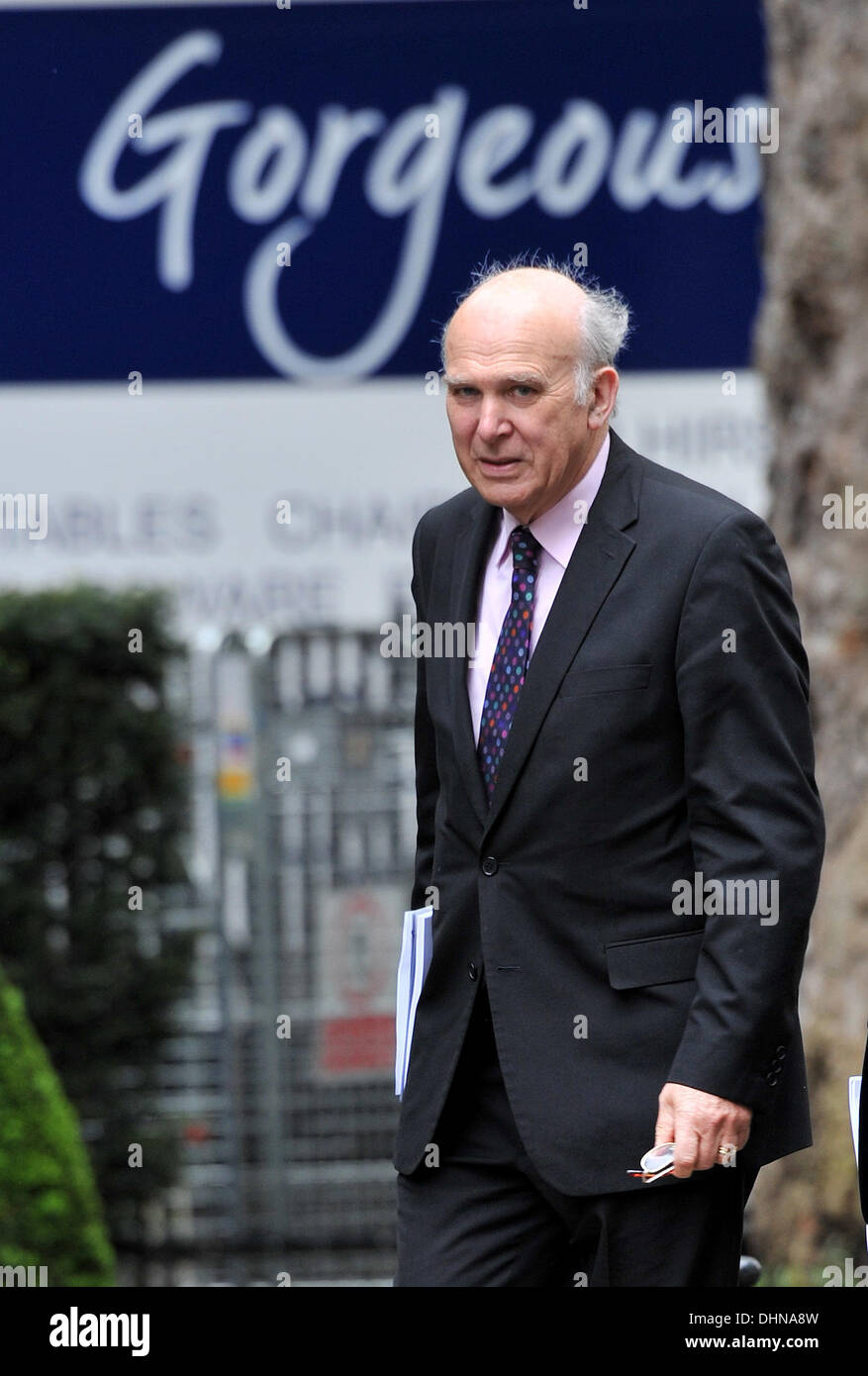 Business Secretary Vince Cable arrives at 10 Downing Street. London ...