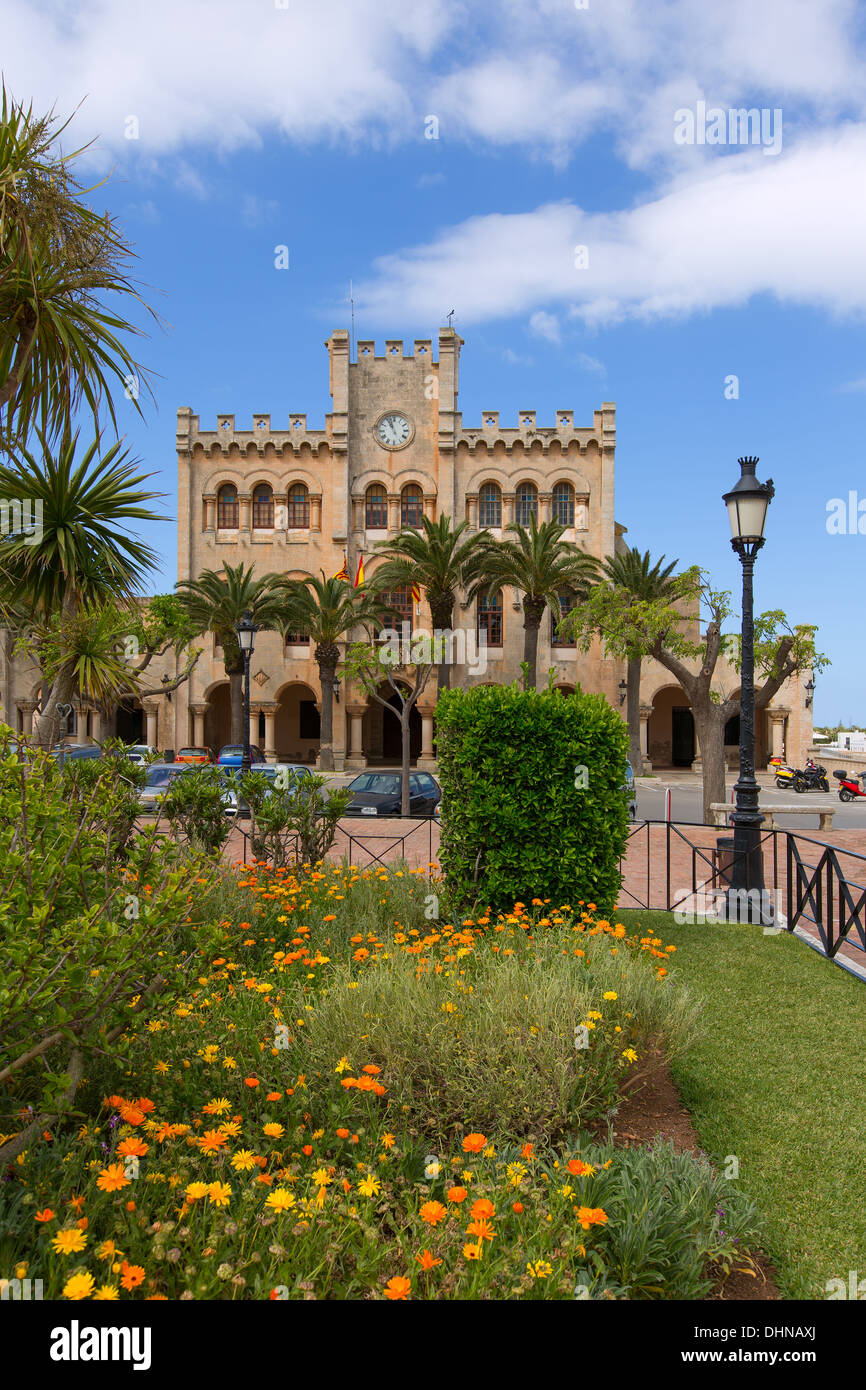 Ciutadella Menorca city Town Hall and gardens in Ciudadela at Balearic ...