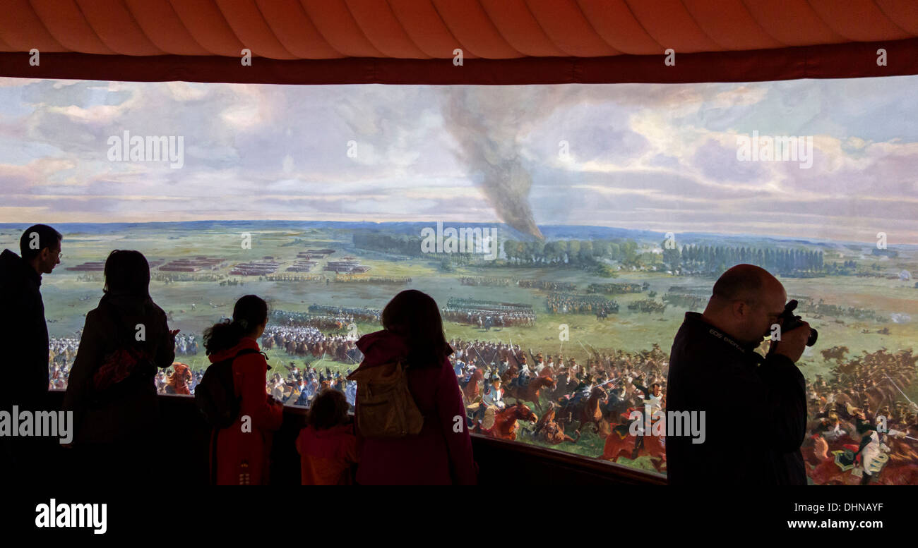 Tourists watching battlefield scenes at Panorama, museum showing a 360 ...