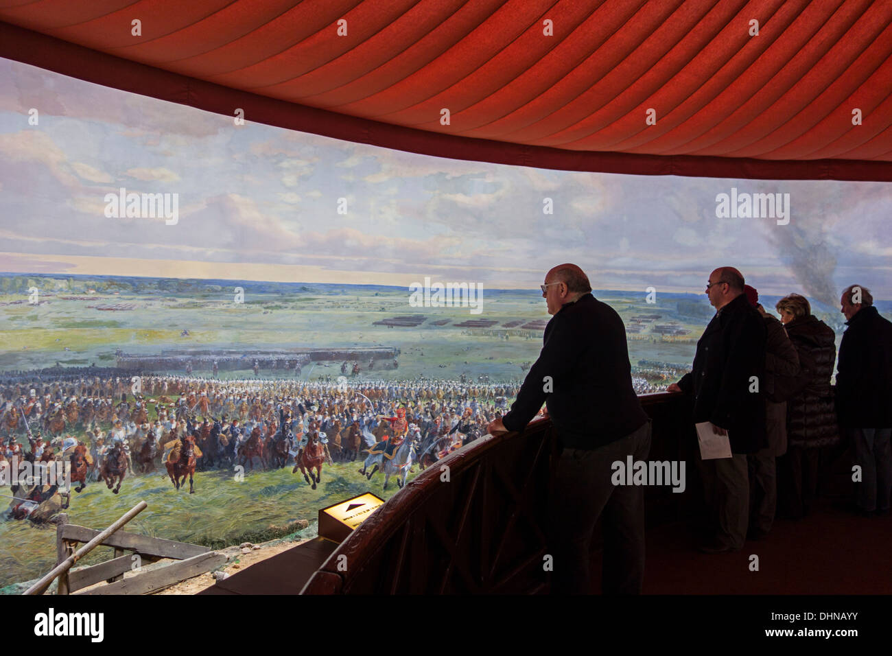 Tourists watching battlefield scenes at Panorama, museum showing a 360 ...