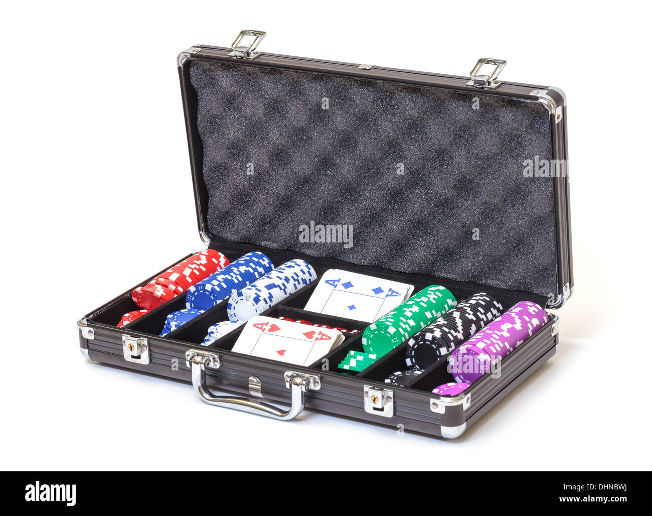 Poker Set in a Metallic Case Stock Photo - Alamy