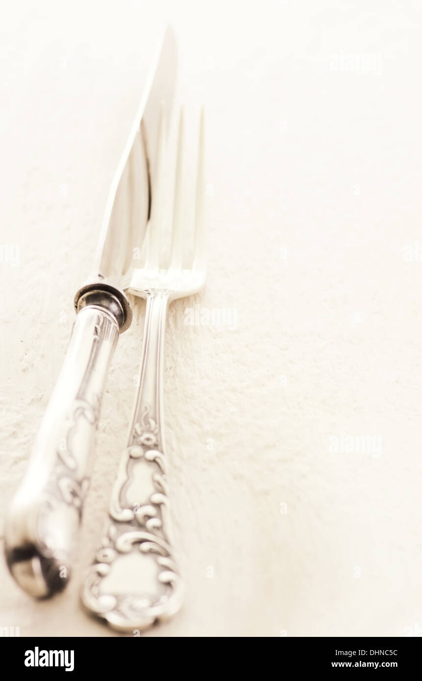 silver plated cutlery Stock Photo - Alamy