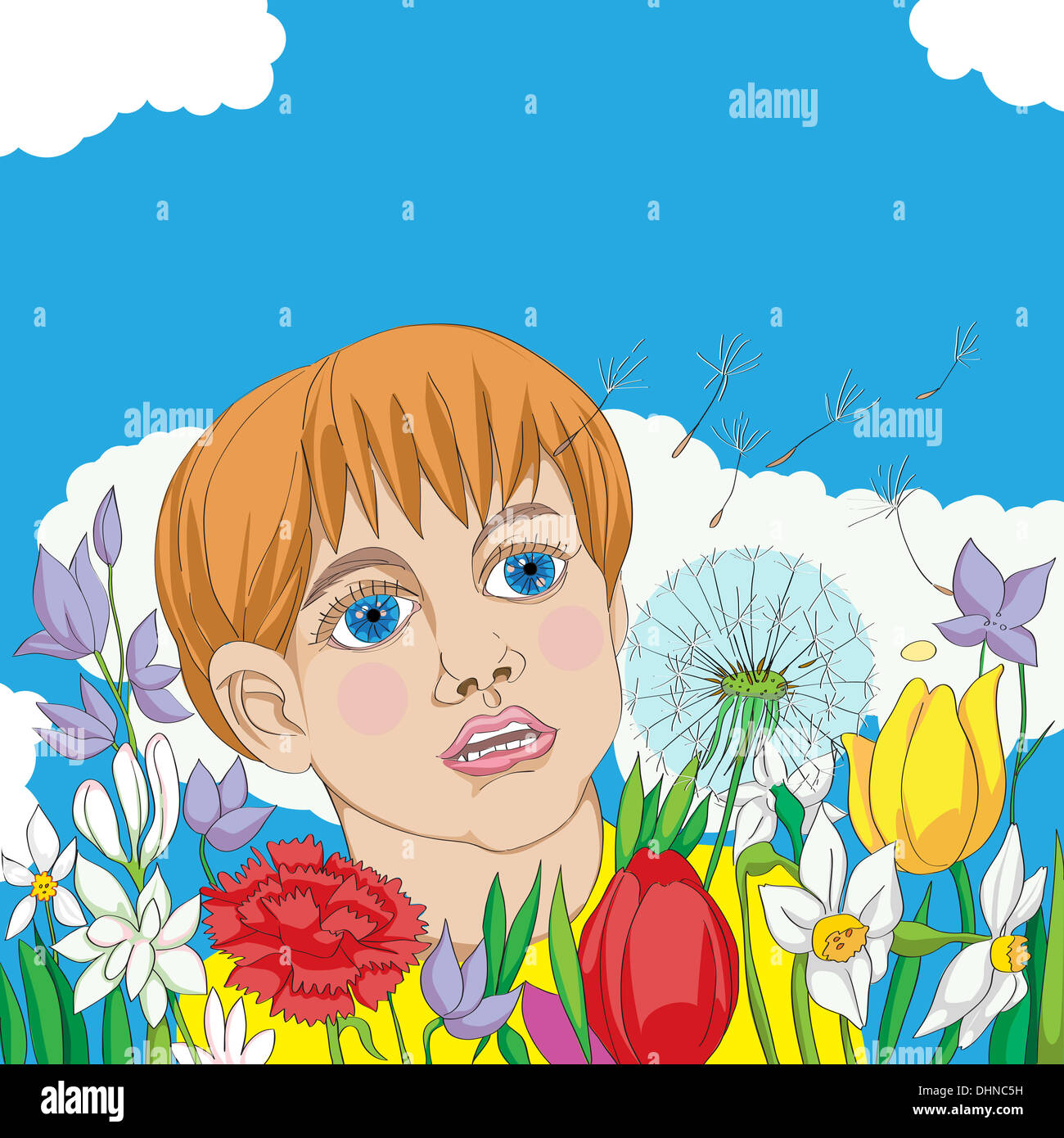 spring card with kid Stock Photo - Alamy
