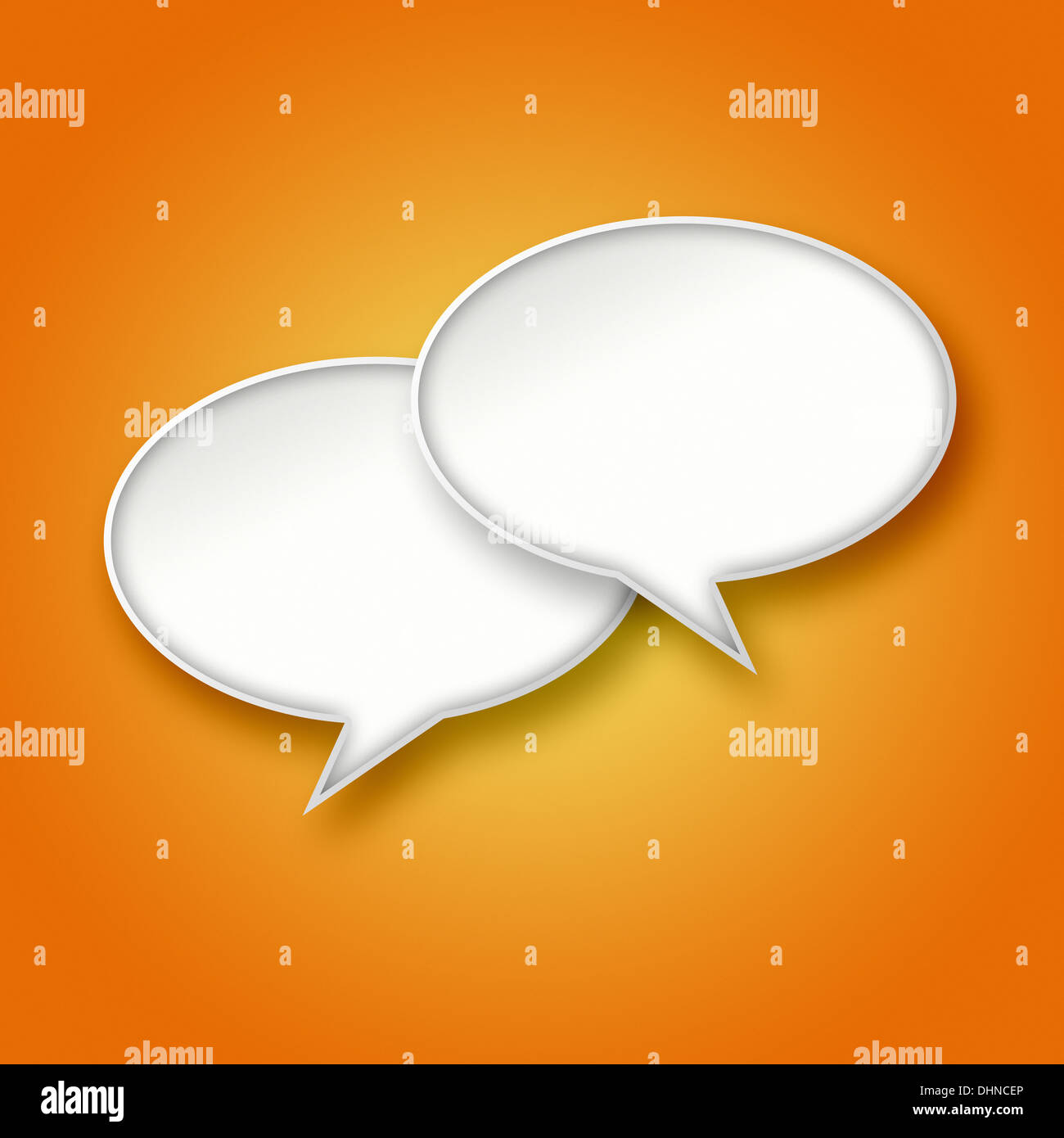 3D blank white chat bubbles on bright orange gradient background Stock ...