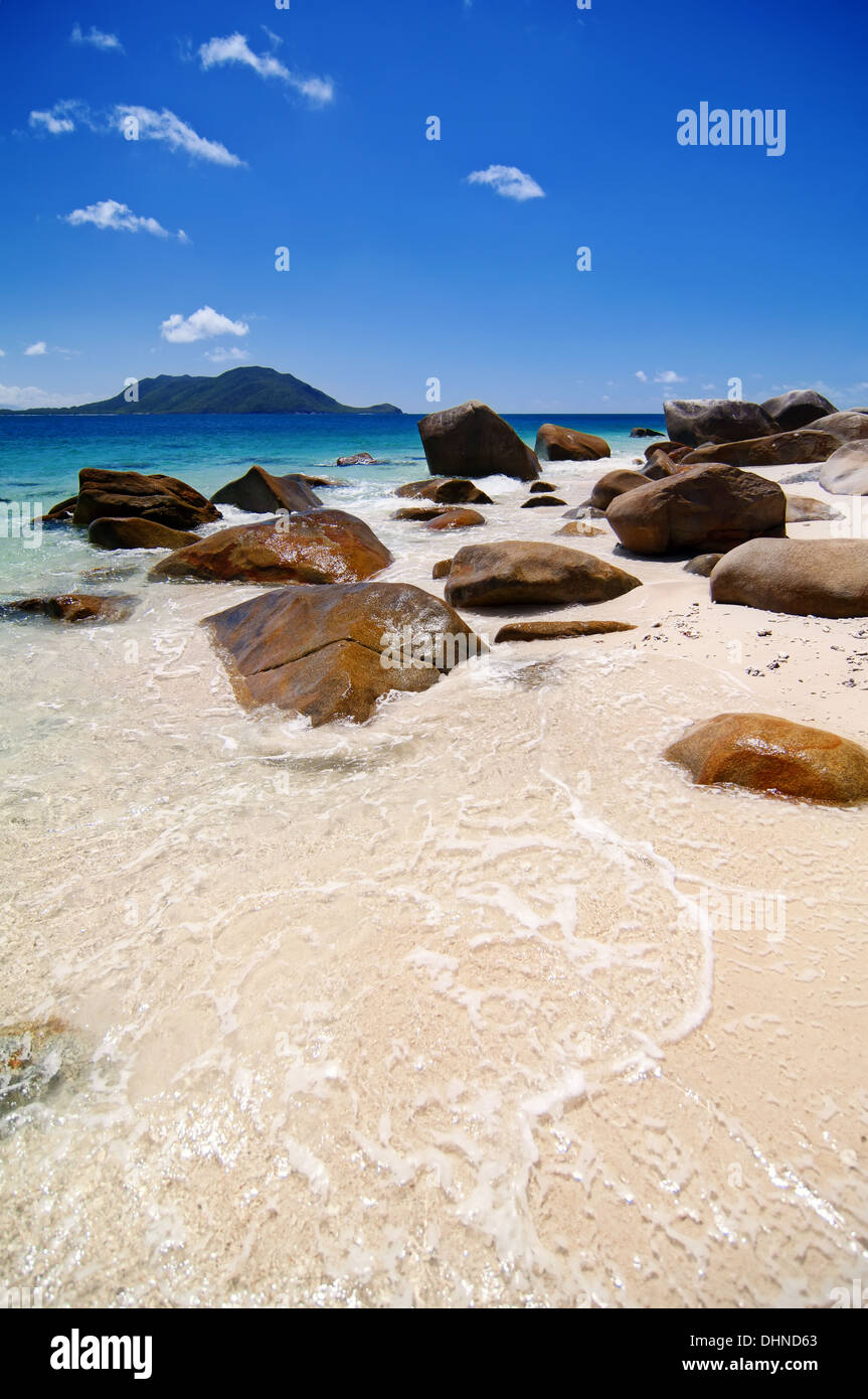 Tropical beach with rocks clear water Stock Photo - Alamy