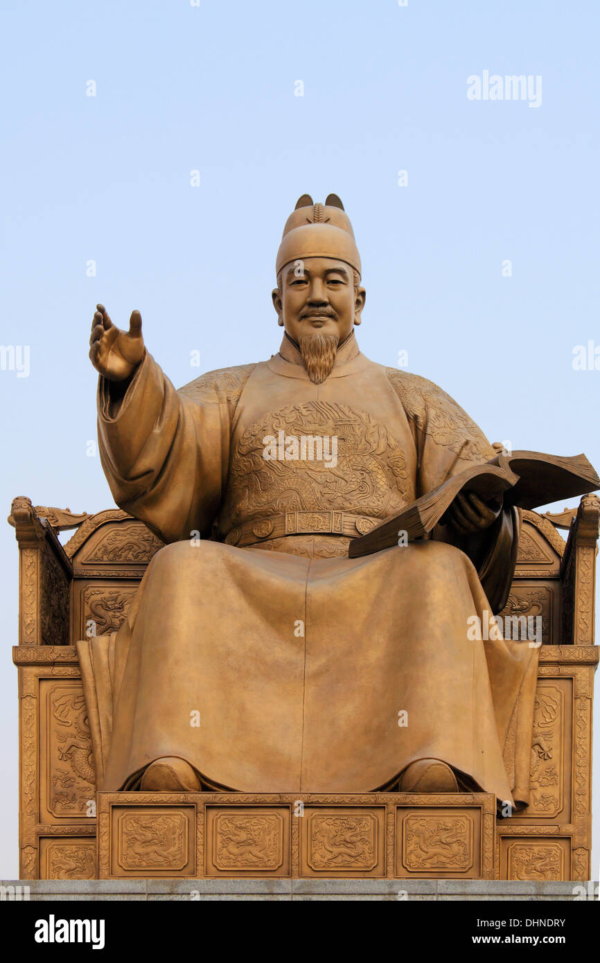 South Korea, Seoul, King Sejong statue Stock Photo - Alamy