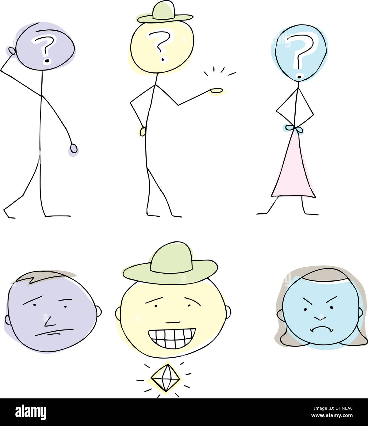 Stick figure friendship concept cartoon on white background Stock Photo ...