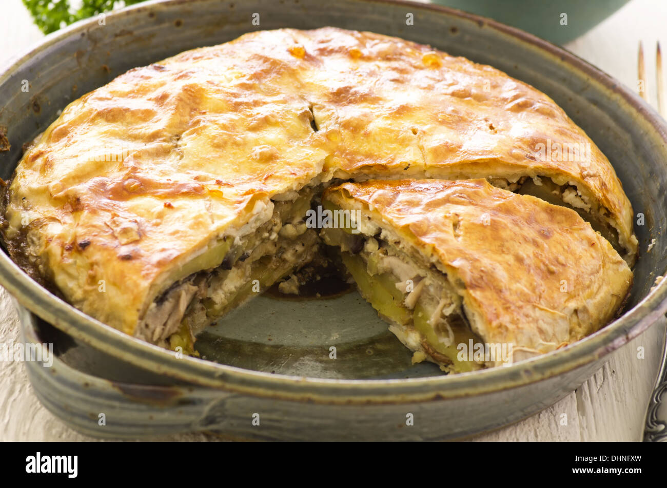 Börek with potato and chicken Stock Photo - Alamy