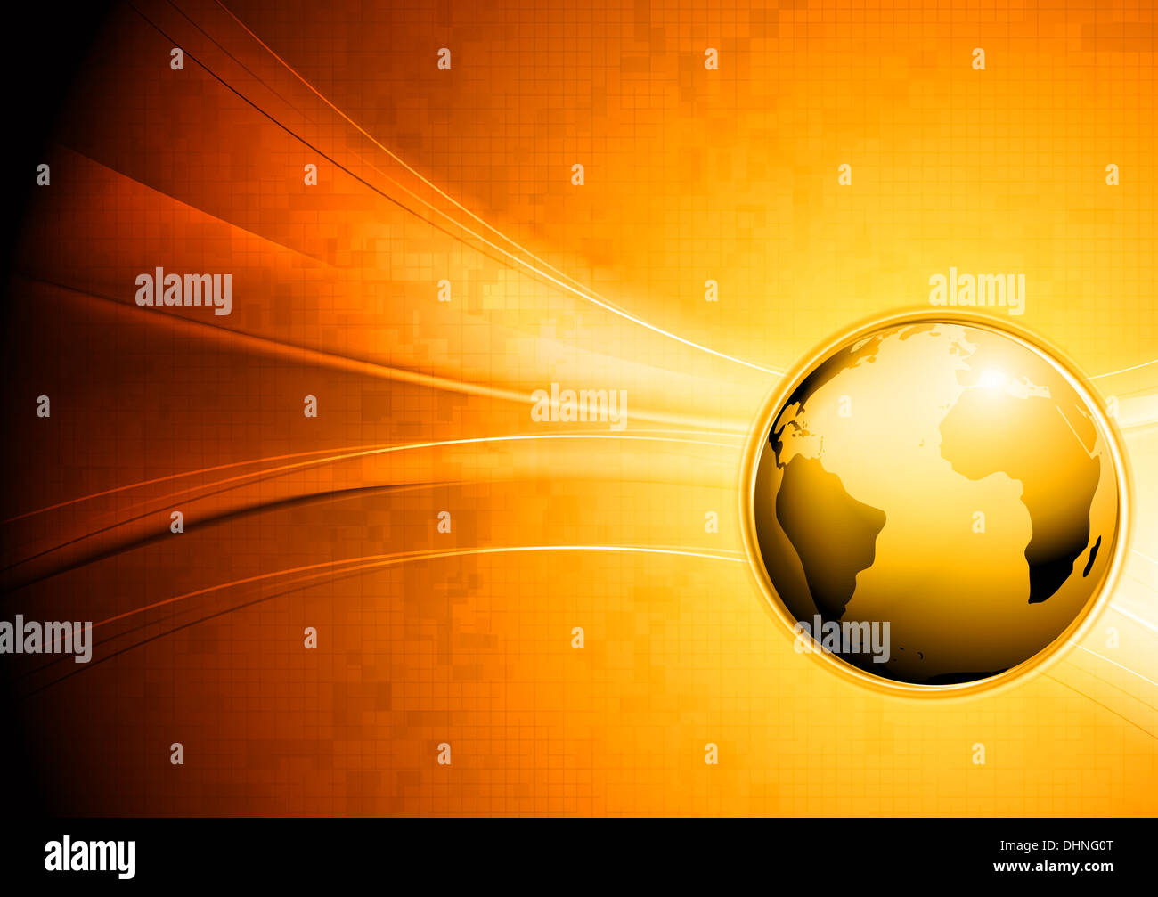 Hi-tech wavy background with globe. Vector design eps 10 Stock Photo ...