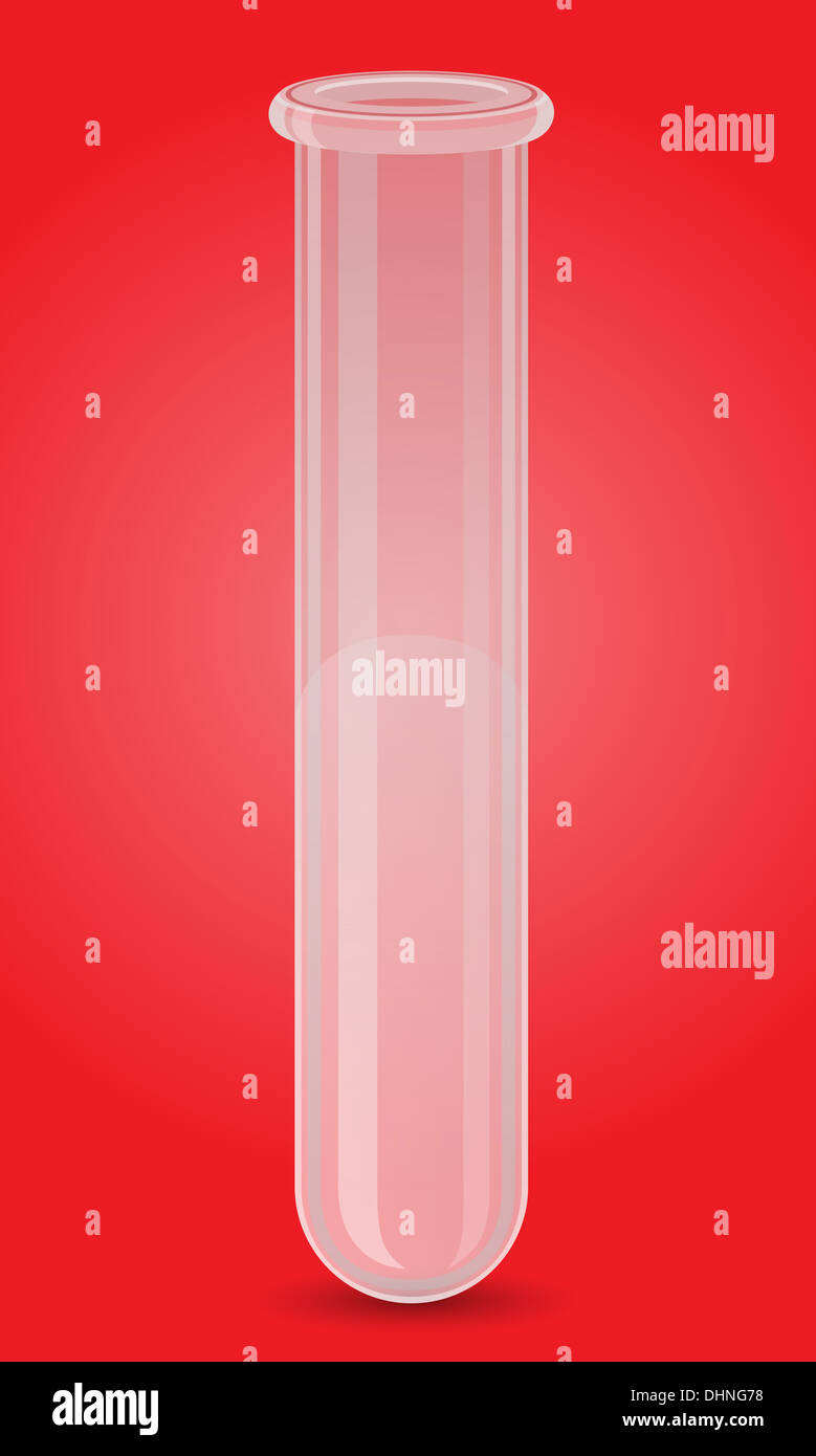 glass test tube illustration isolated in red background Stock Photo - Alamy