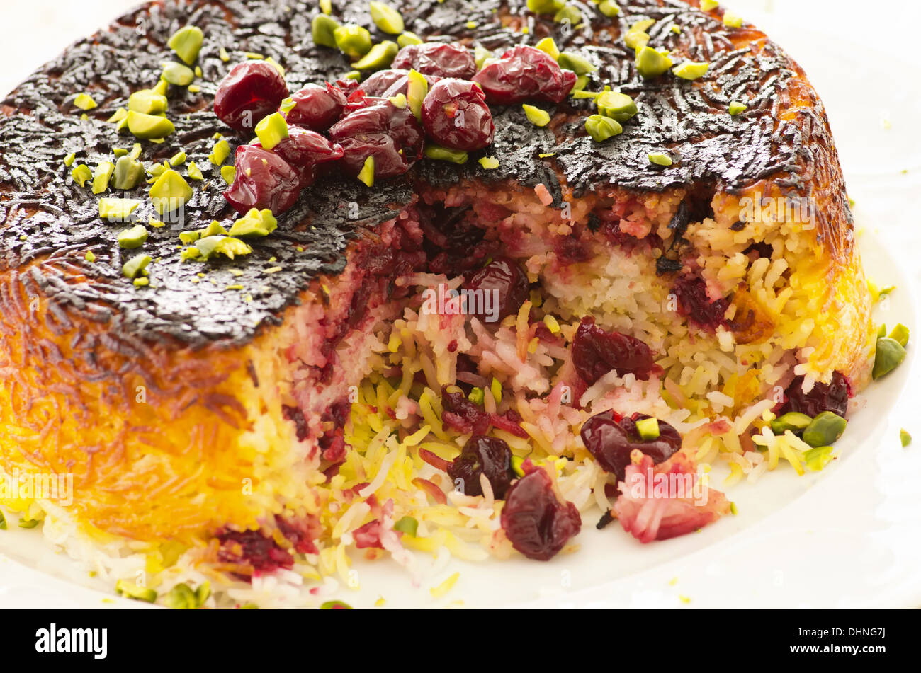 persian albaloo polow with cherries Stock Photo - Alamy
