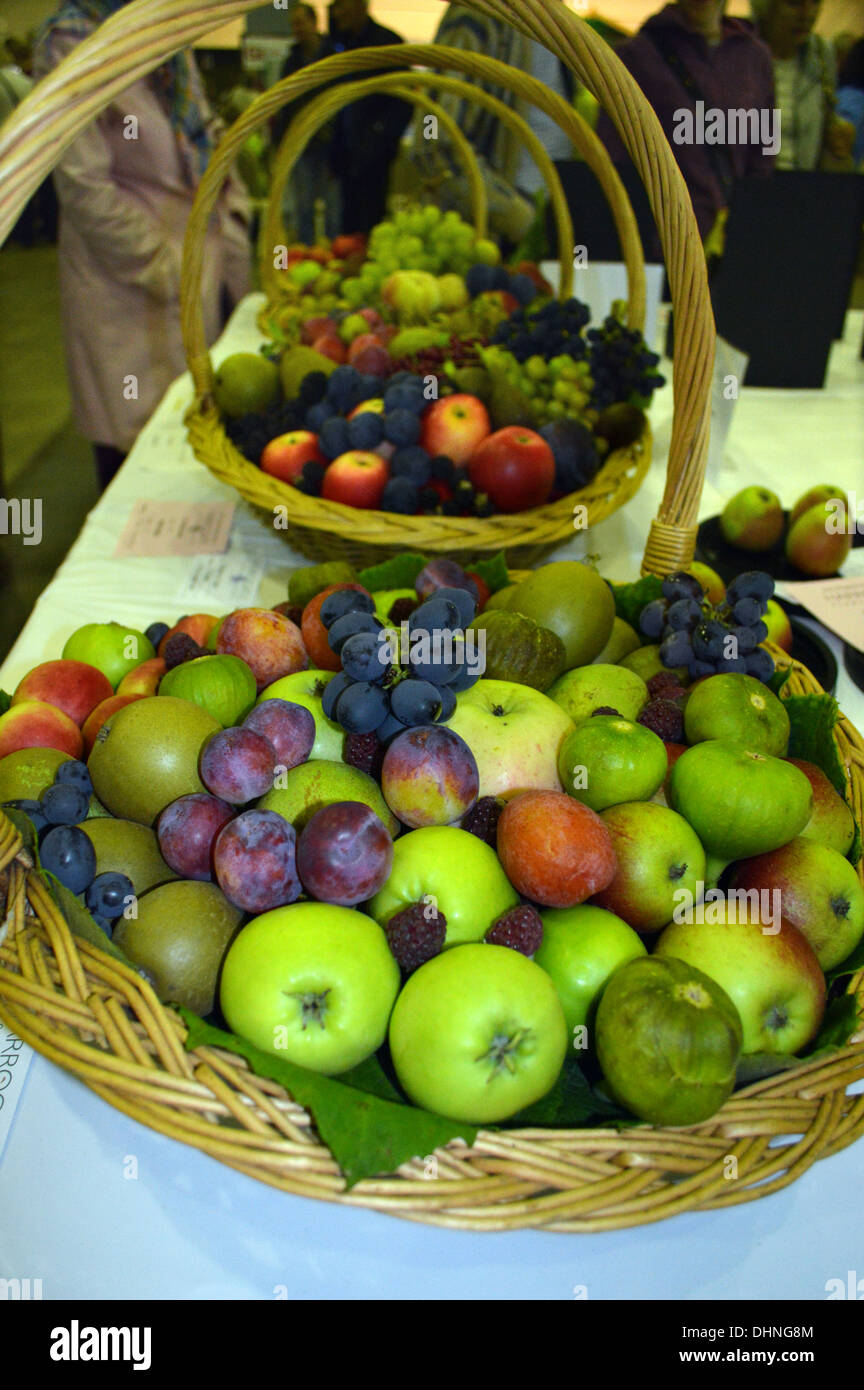 A Display of Baskets of Mixed Fruit at the Harrogate Autumn Flower Show ...