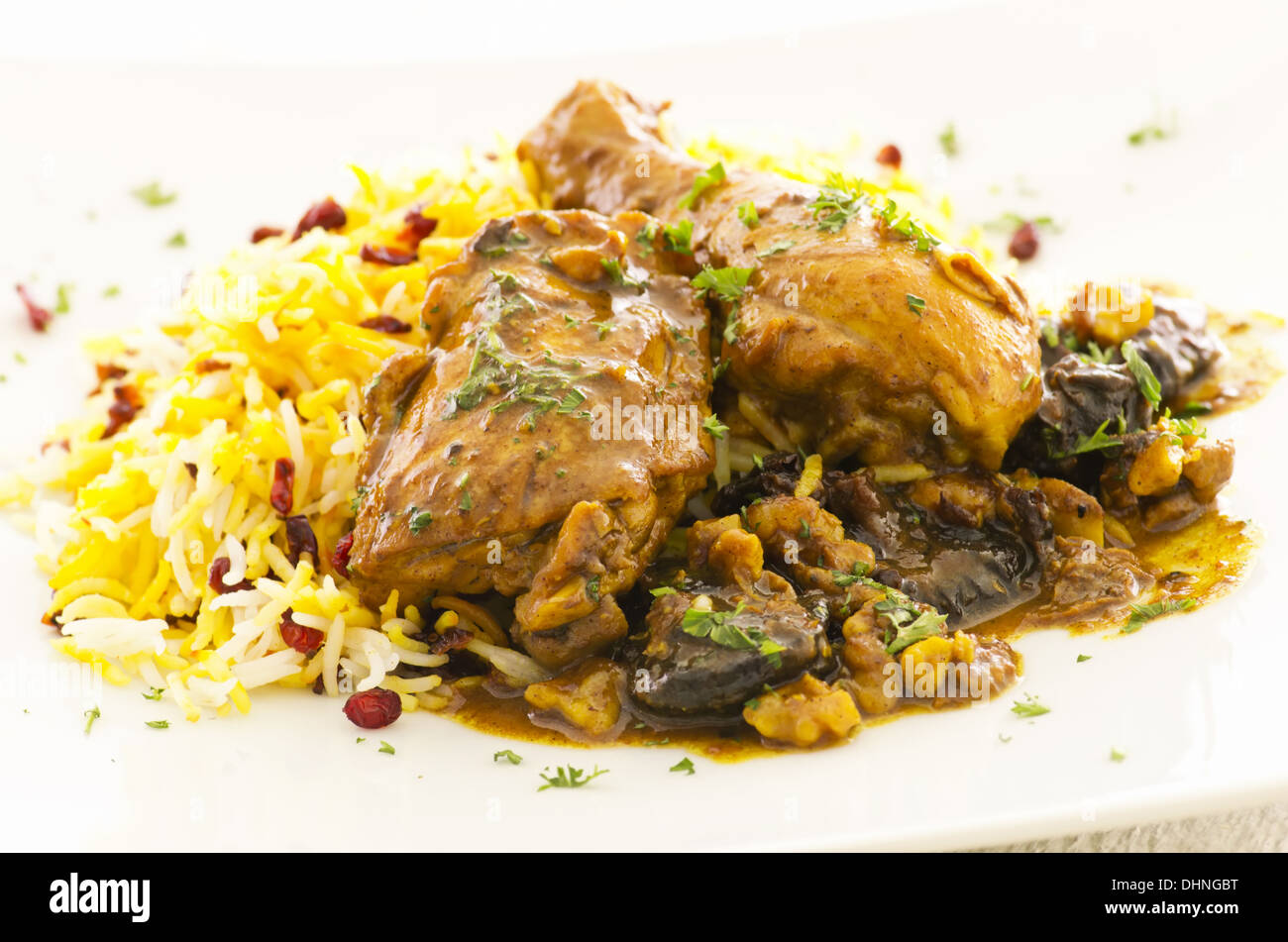 persian chicken with berberis rice Stock Photo - Alamy