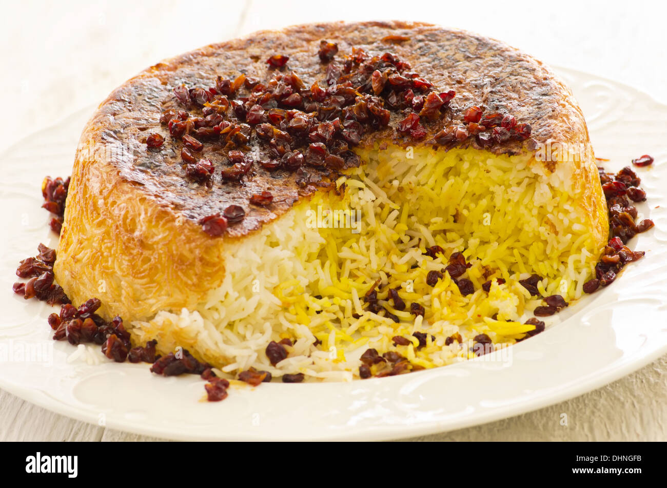 Persian rice with saffron and berberis Stock Photo - Alamy