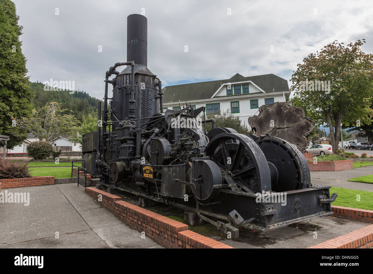 Steam donkey at the Scotia Museum, in Scotia, a redwood logging company ...