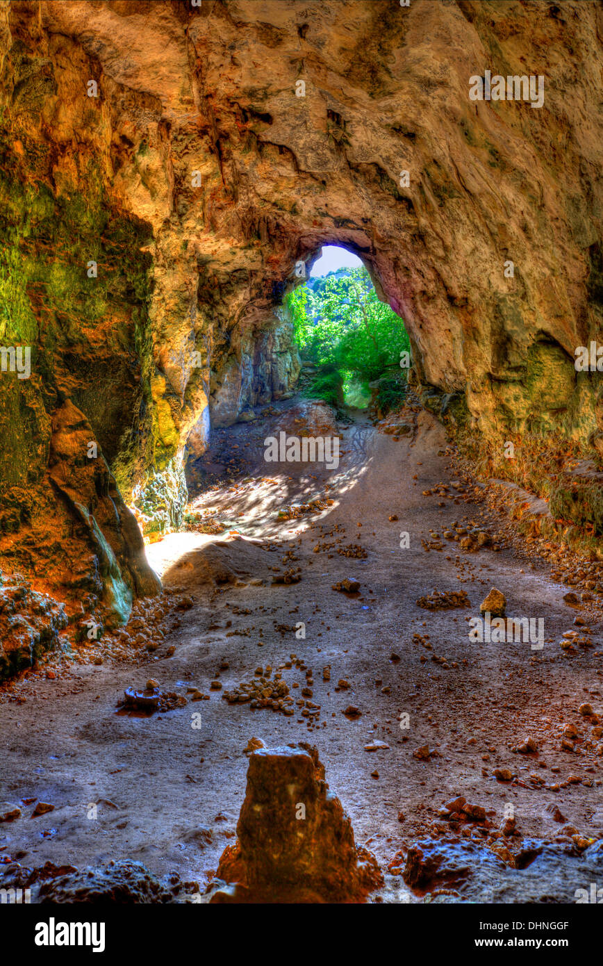 Menorca Cova dels Coloms Pigeons cave in es Mitjorn at Balearic island ...