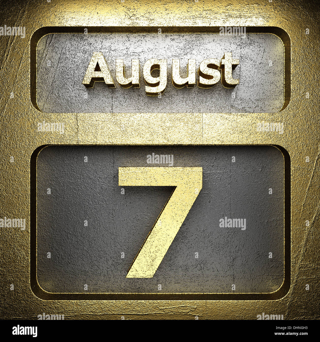 august 7 golden sign Stock Photo - Alamy