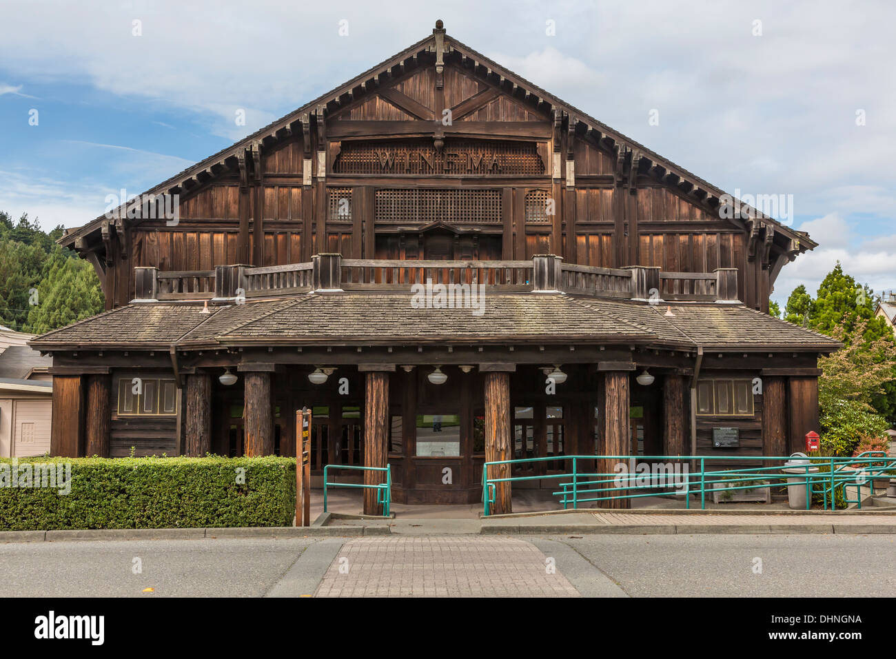 Wi'ne'ma Theatre, a community theater built of redwood in the town of ...