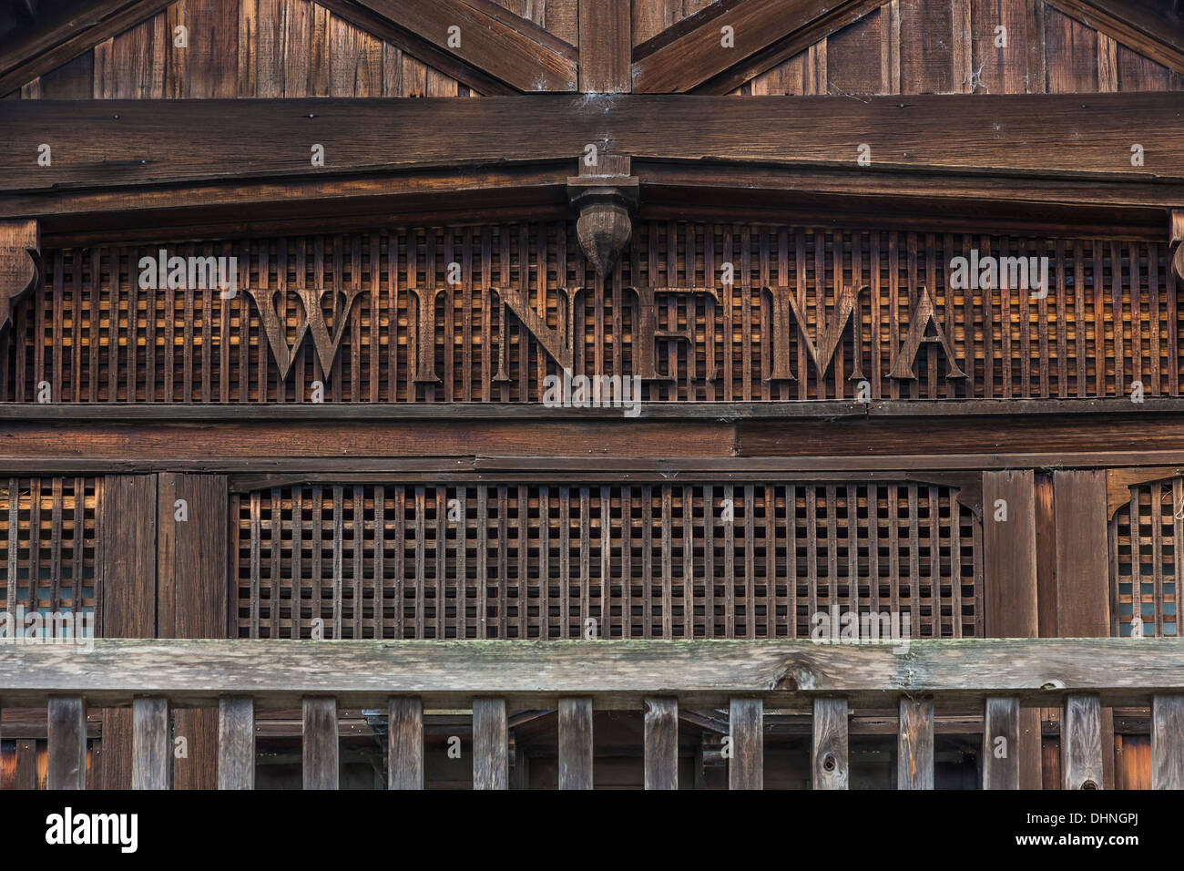Wi'ne'ma Theatre, a community theater built of redwood in the town of ...
