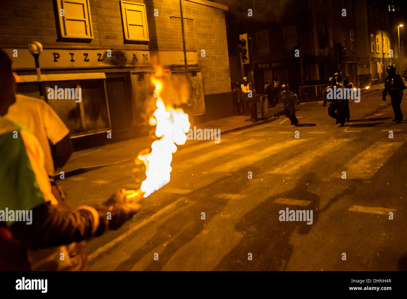 Rioter throw fire bomb hi-res stock photography and images - Alamy