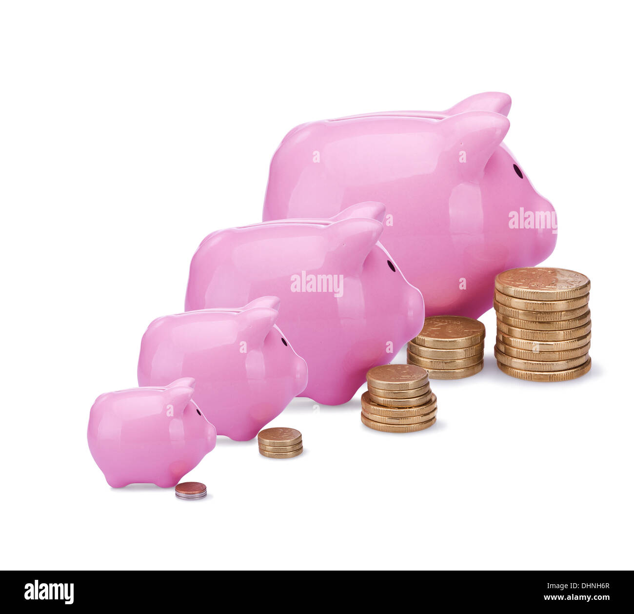 Pink piggy banks Stock Photo - Alamy