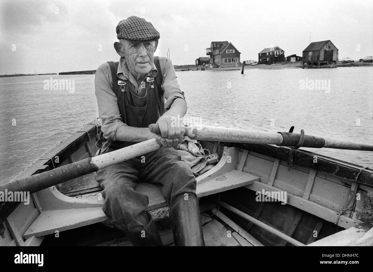 Southwold Ferry 1980s UK. Ferryman rowing travellers from Southwold ...