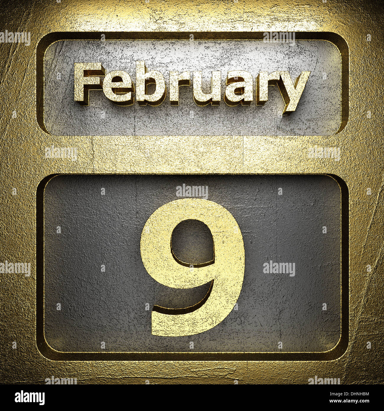 february 9 golden sign Stock Photo - Alamy