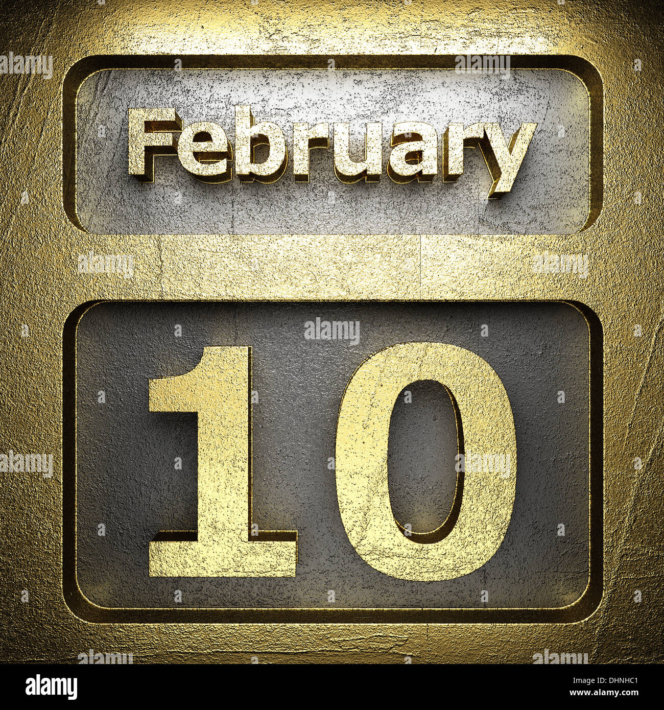 february 10 golden sign Stock Photo - Alamy