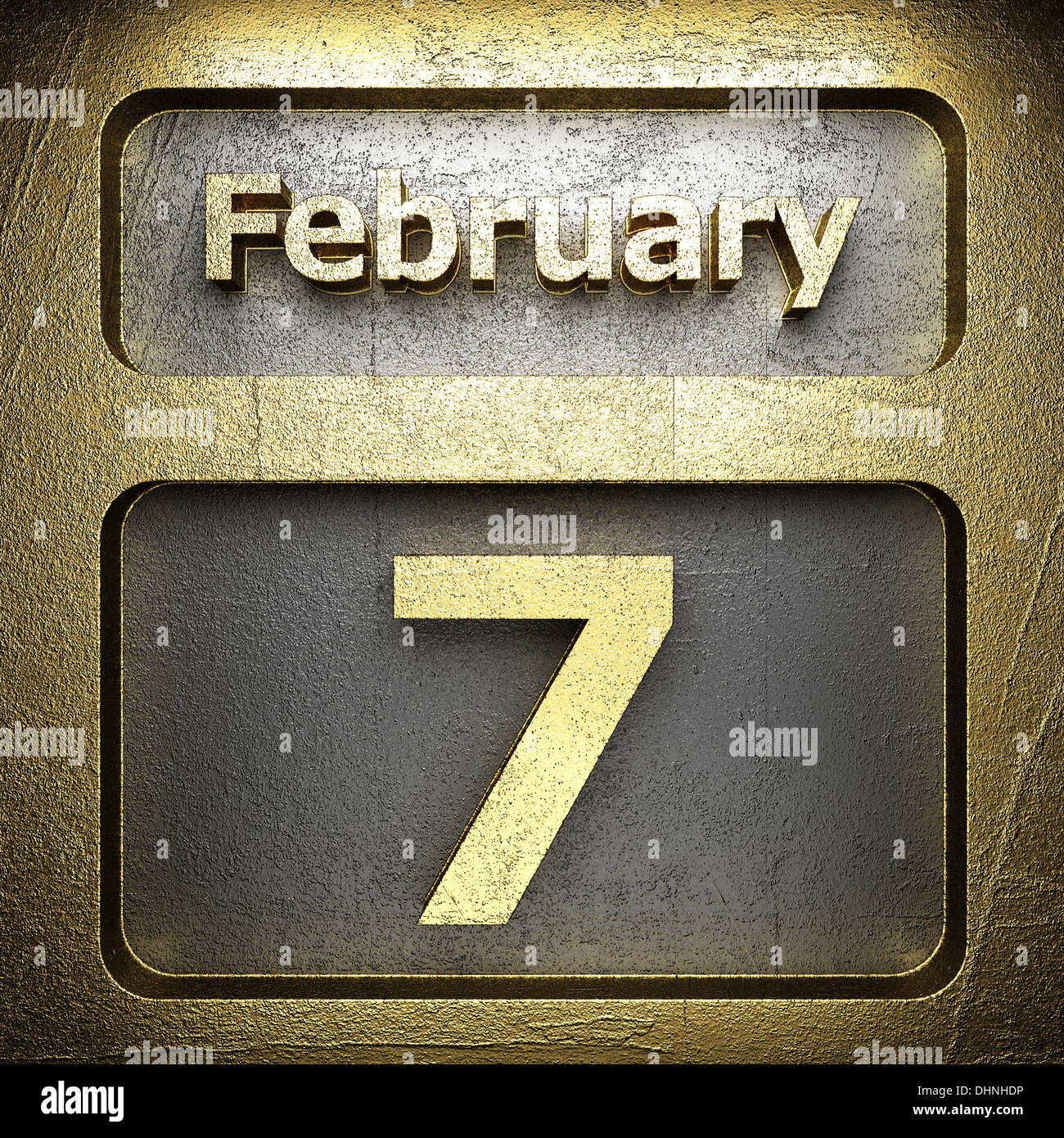 february 7 golden sign Stock Photo - Alamy