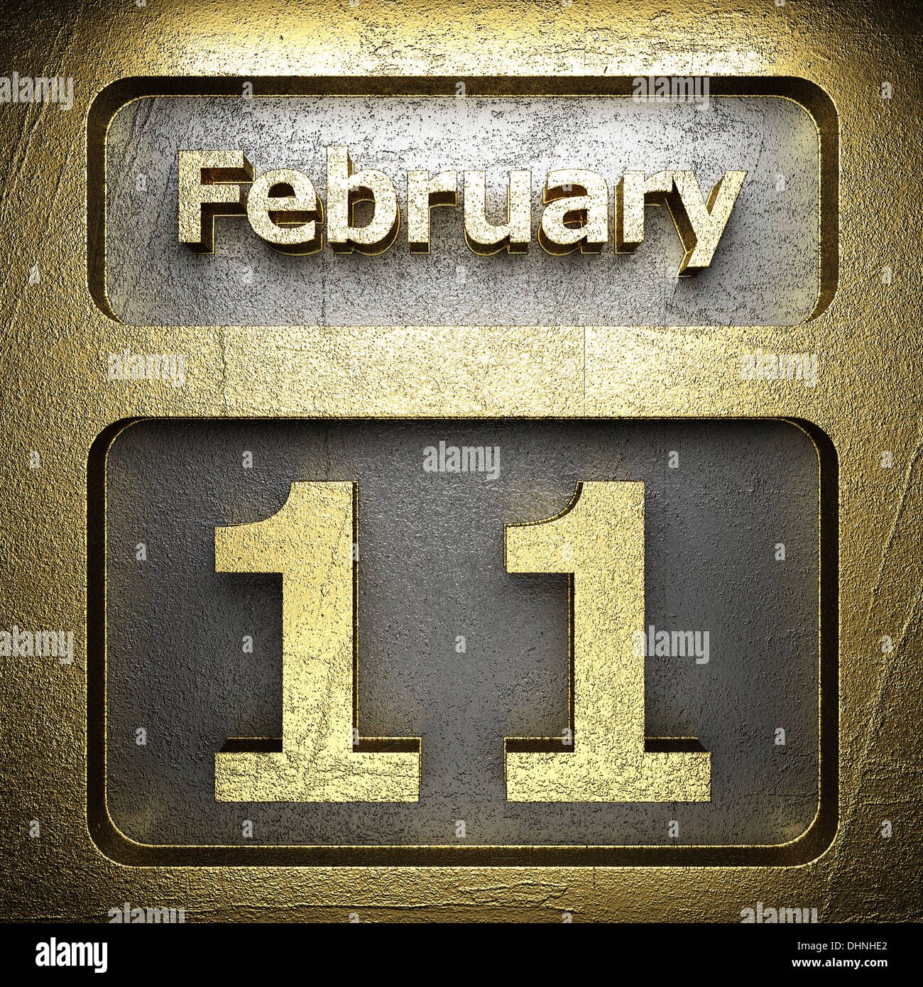 february 11 golden sign Stock Photo - Alamy
