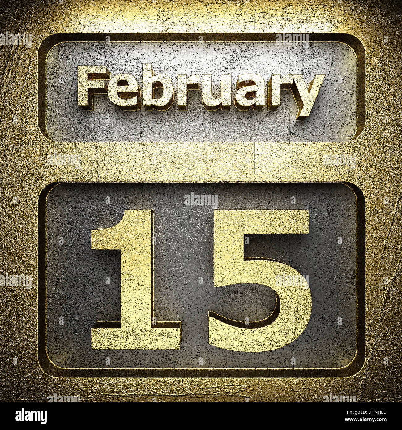 february 15 golden sign Stock Photo - Alamy