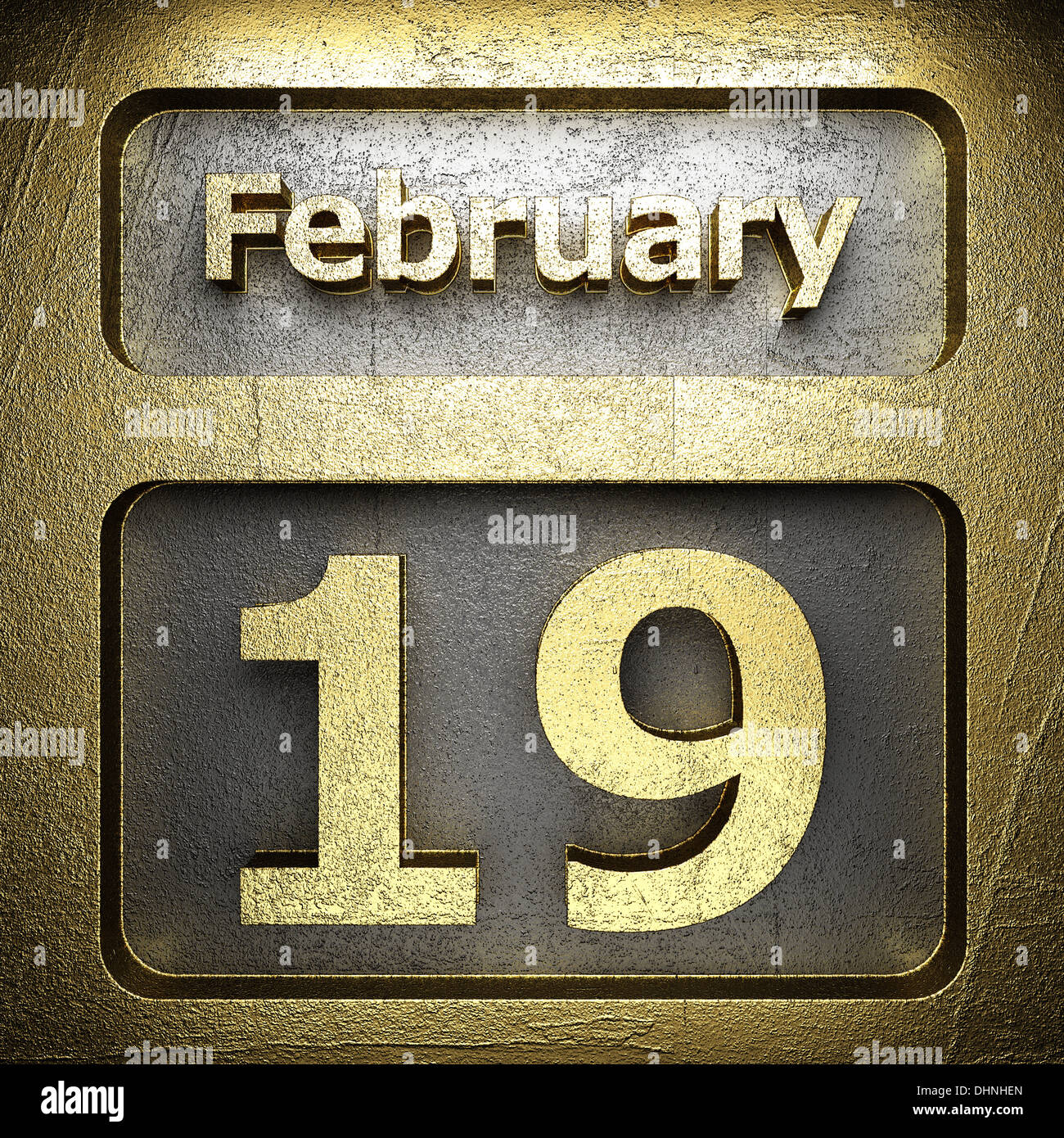 february 19 golden sign Stock Photo - Alamy