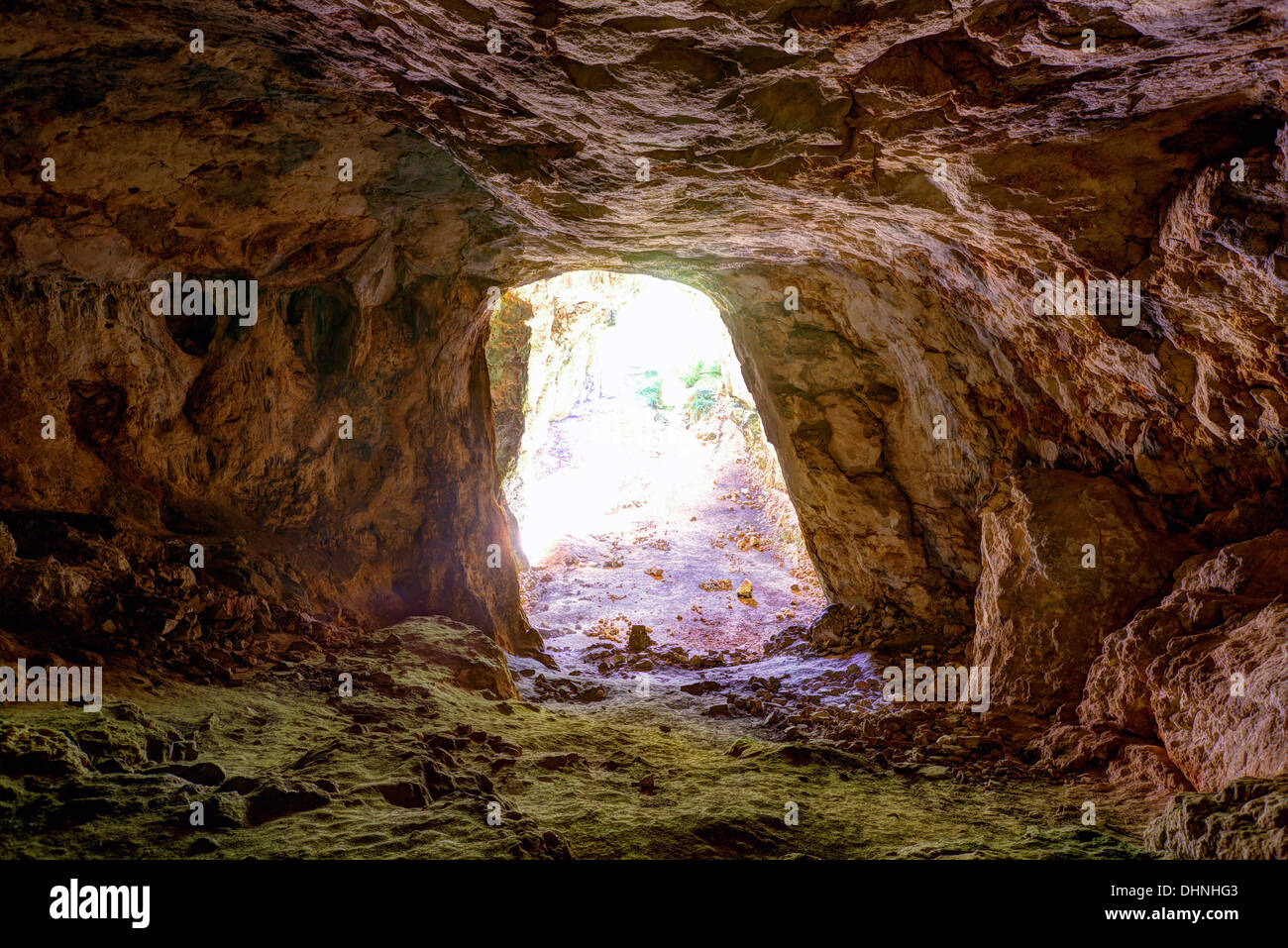 Menorca Cova dels Coloms Pigeons cave in es Mitjorn at Balearic island ...
