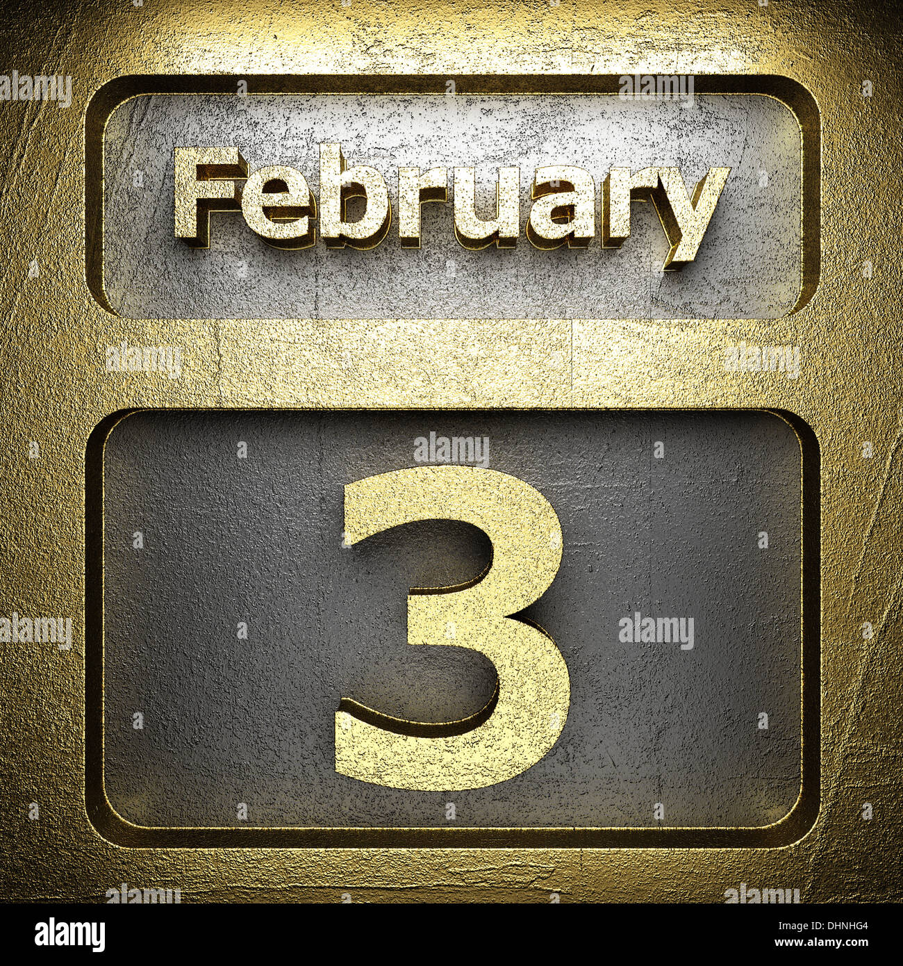 february 3 golden sign Stock Photo - Alamy