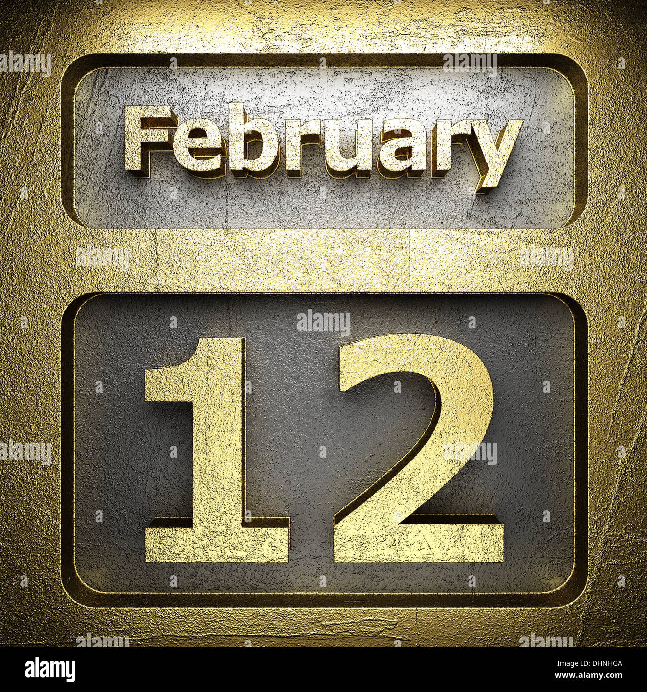 february 12 golden sign Stock Photo - Alamy