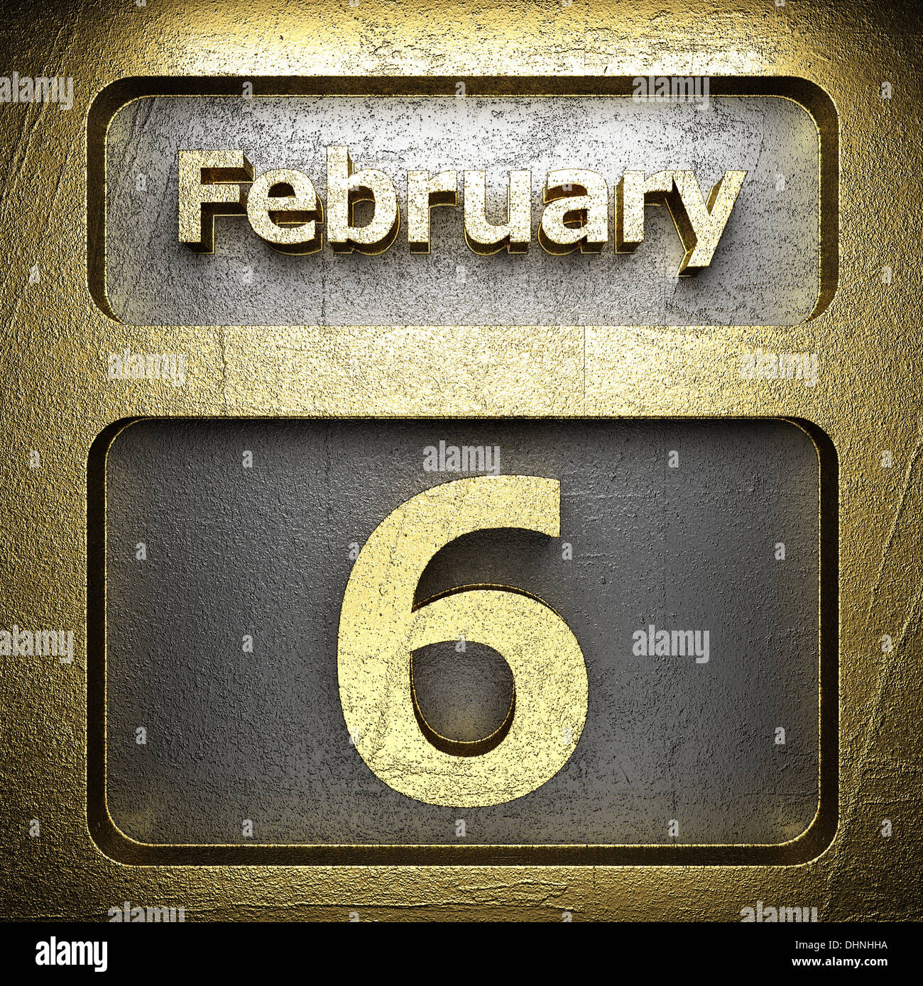 february 6 golden sign Stock Photo - Alamy