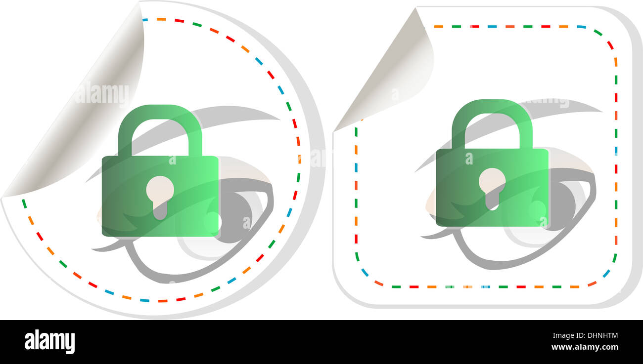 lock and eyes sign - business icon set Stock Photo - Alamy