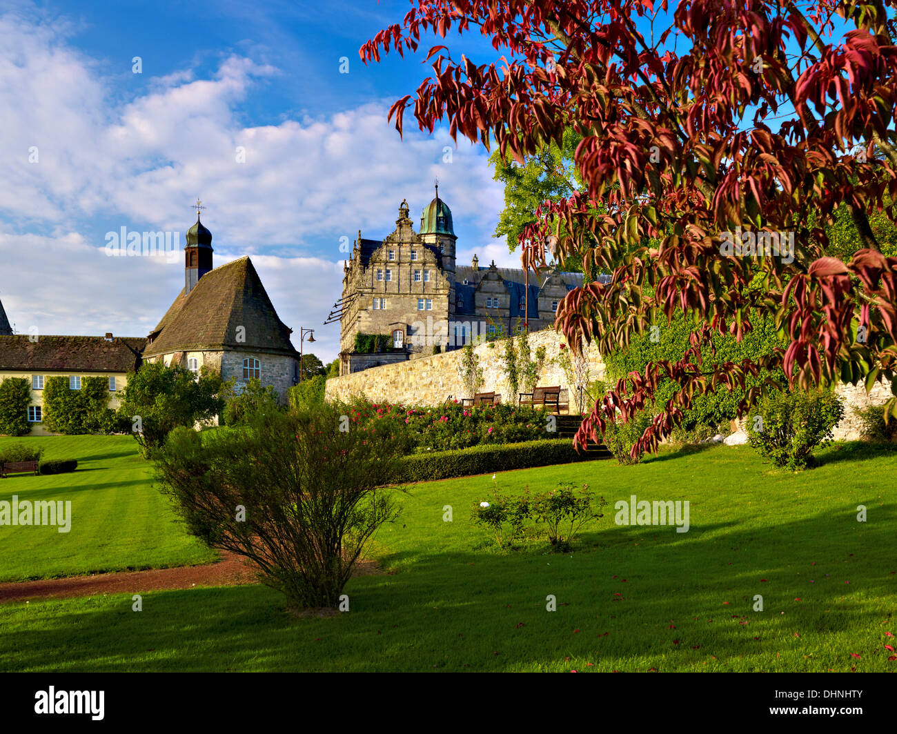 Hämelschenburg Castle and St Mary's church, Emmerthal, Weser Uplands ...