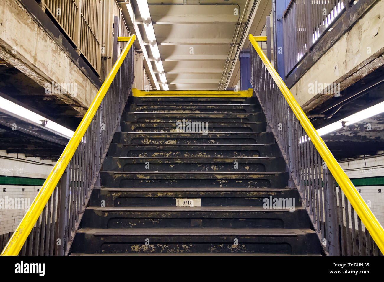 Stairs in New York City Subway Station, 21st - Van Alst Stock Photo - Alamy