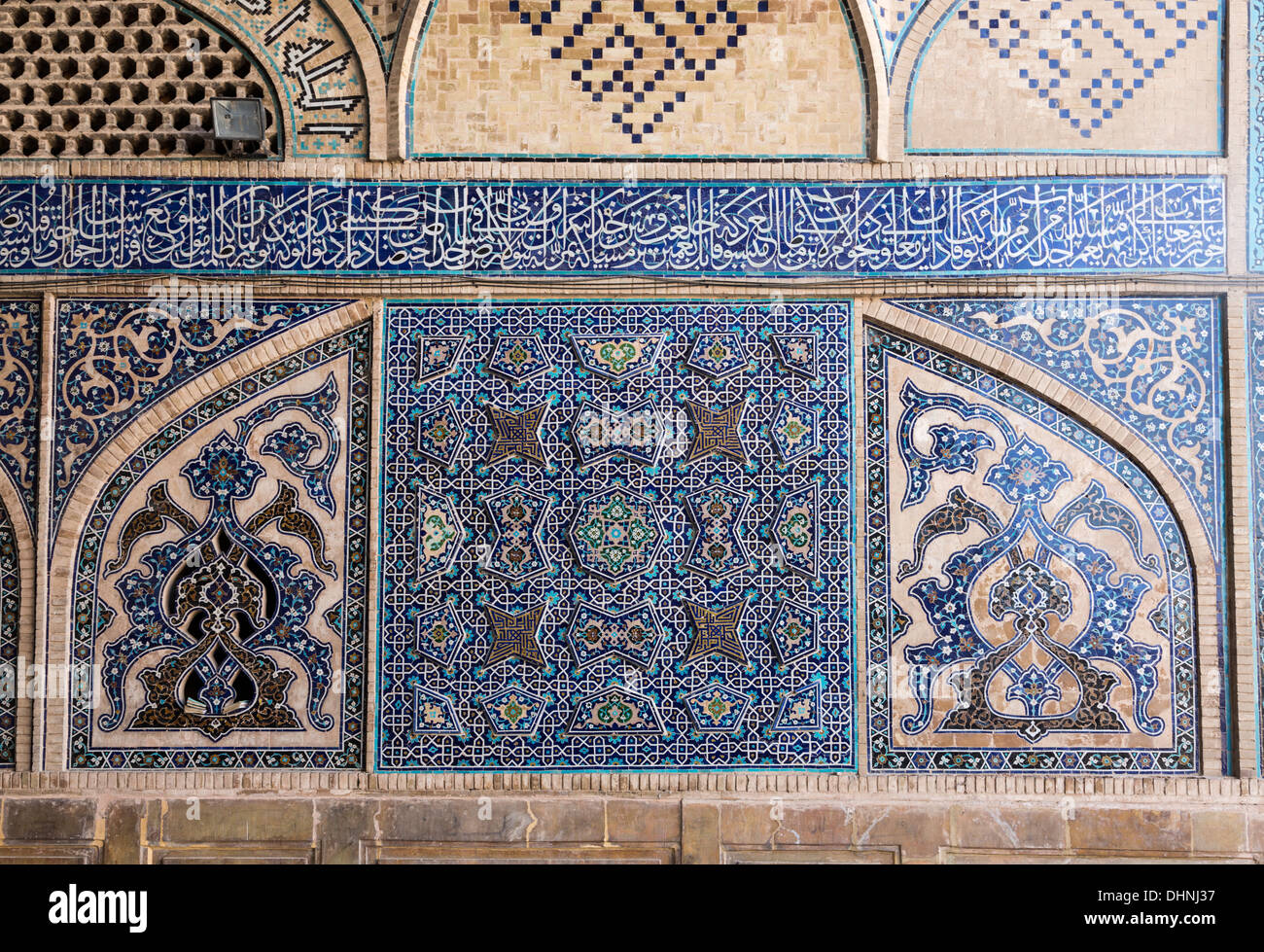detail of Safavid tile work in south iwan of Friday mosque, Isfahan ...