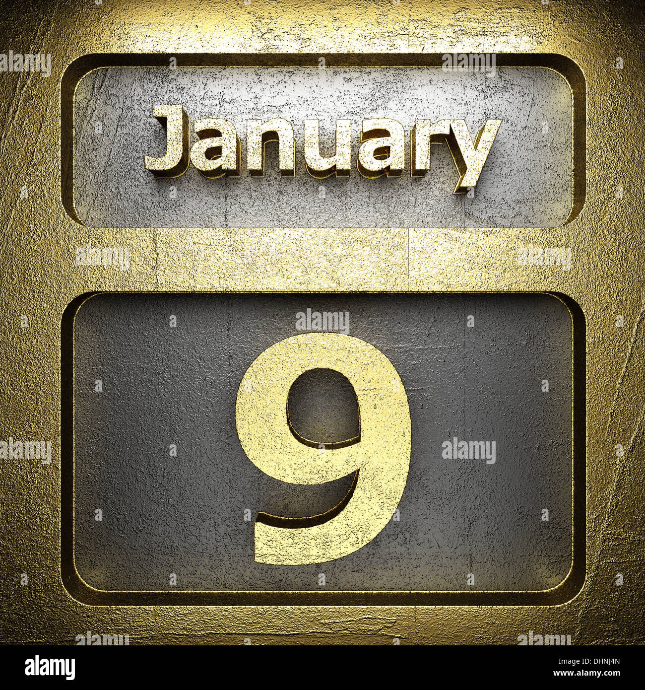 january 9 golden sign Stock Photo - Alamy