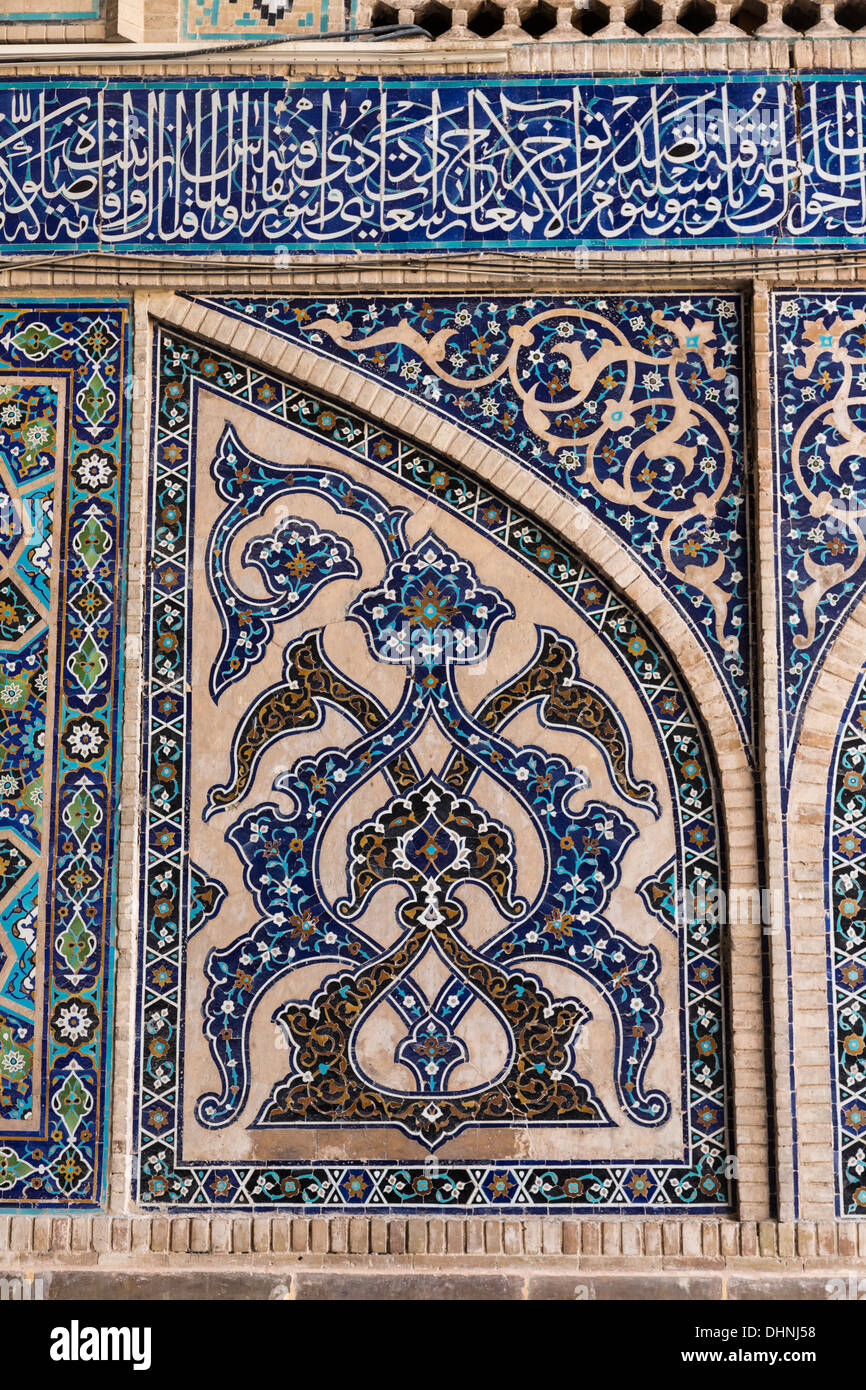detail of Safavid tile work in south iwan of Friday mosque, Isfahan ...