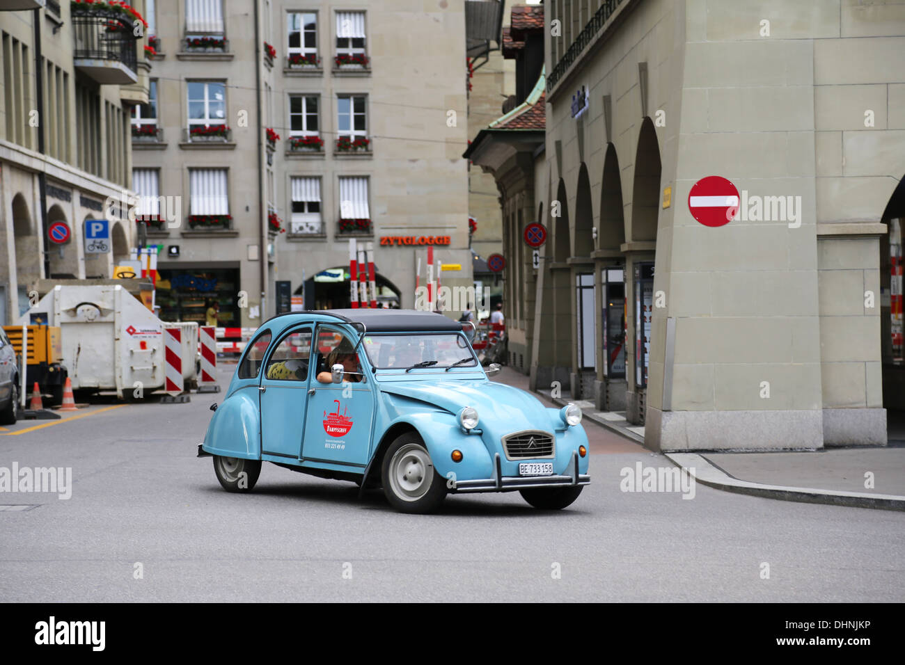 Blue car in Bern, Switzerland Stock Photo - Alamy